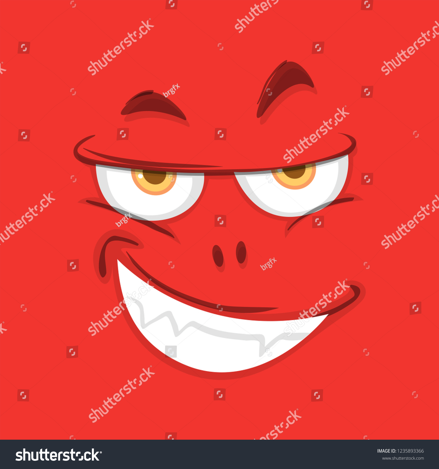 Red Evil Monster Face Illustration Stock Vector (Royalty Free) 1235893366