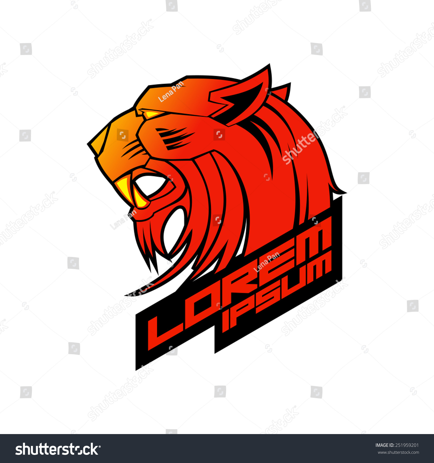 Red Evil Tiger Head Logo Template Stock Vector (Royalty Free) 251959201