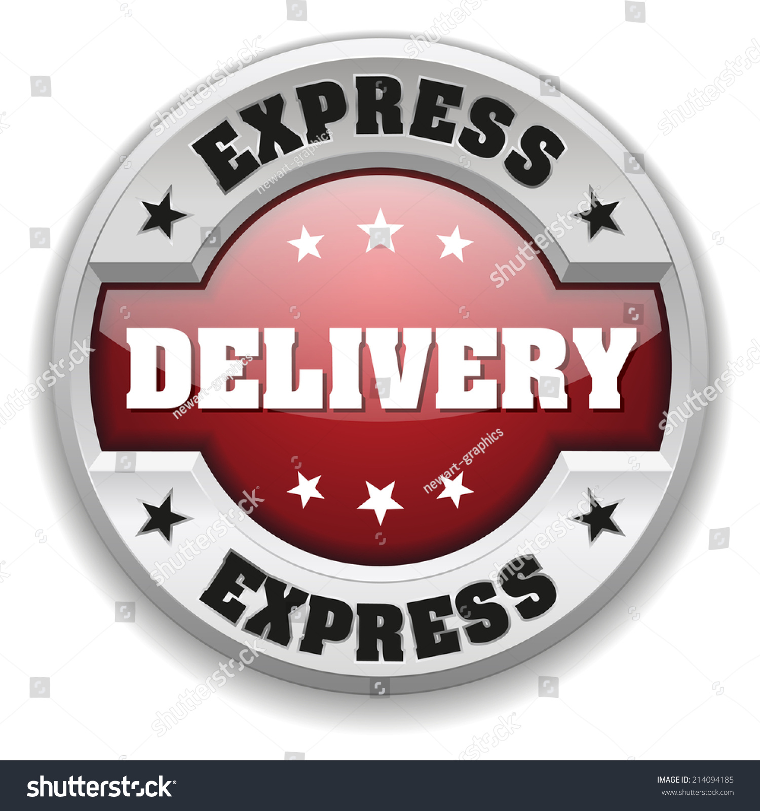 Red Express Delivery Button Metallic Border Stock Vector (Royalty Free ...