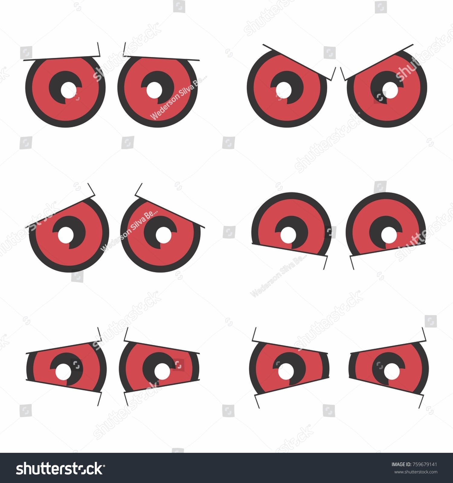 Red Eyes Cartoon Vector Set Stock Vector (Royalty Free) 759679141