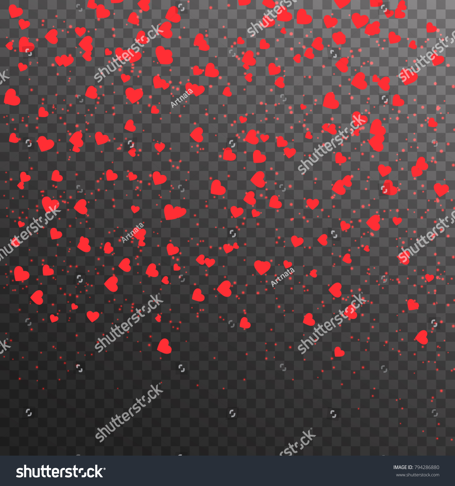 Red Falling Hearts Confetti Vector Illustration Stock Vector (Royalty ...