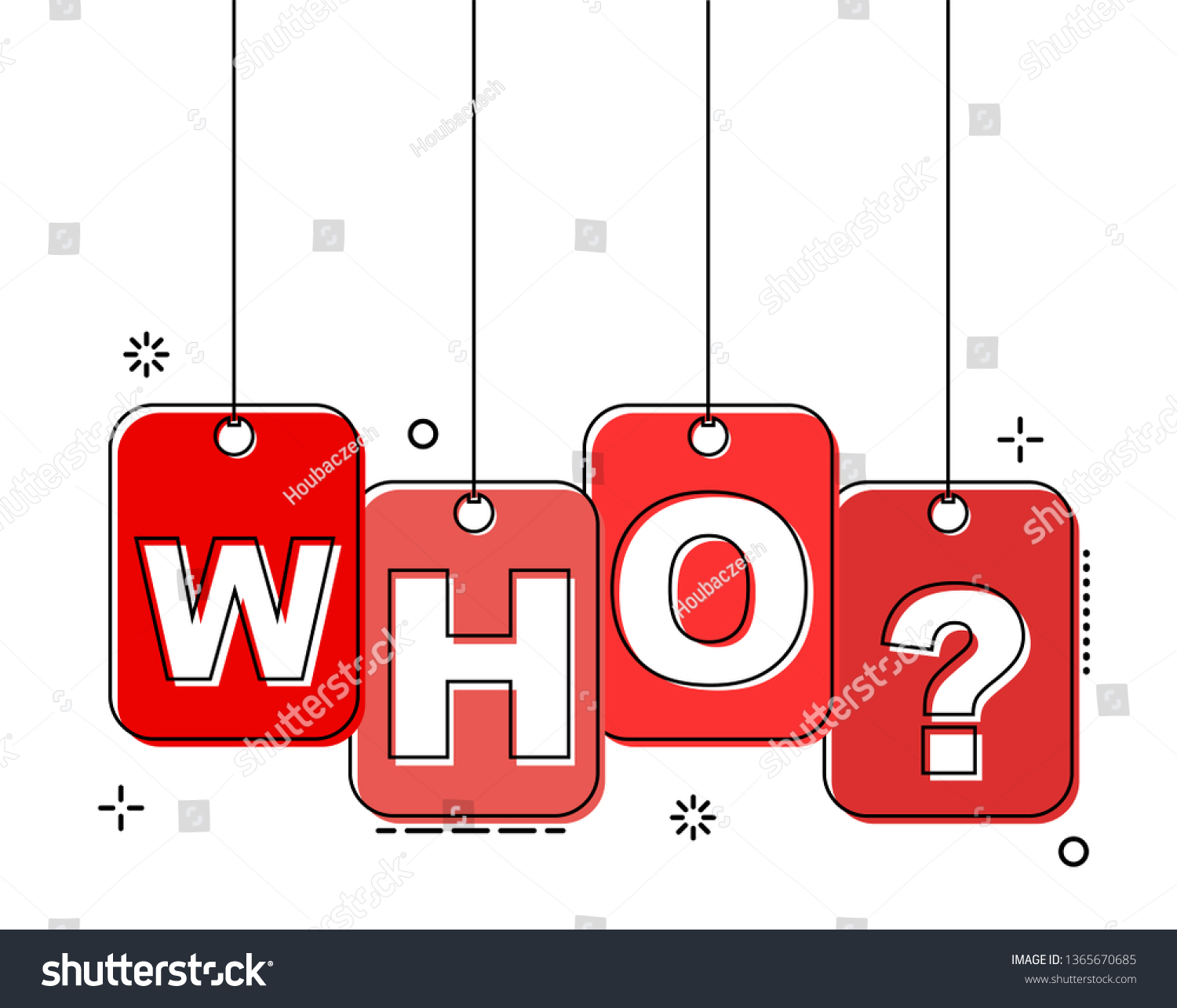 Red Flat Line Tag Who Stock Vector (Royalty Free) 1365670685