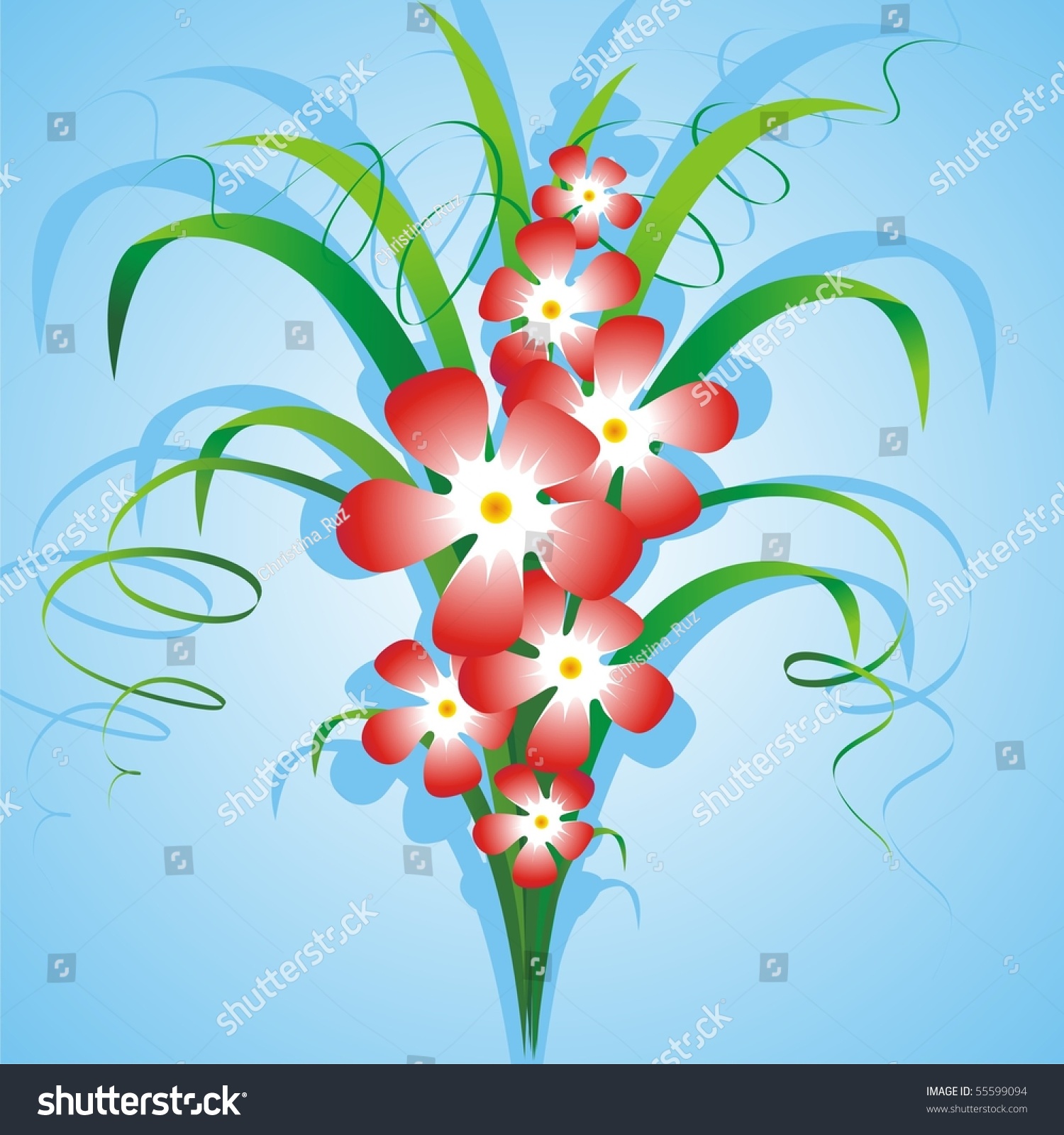 Red Flowers Flower Vector Illustration Stock Vector (Royalty Free ...