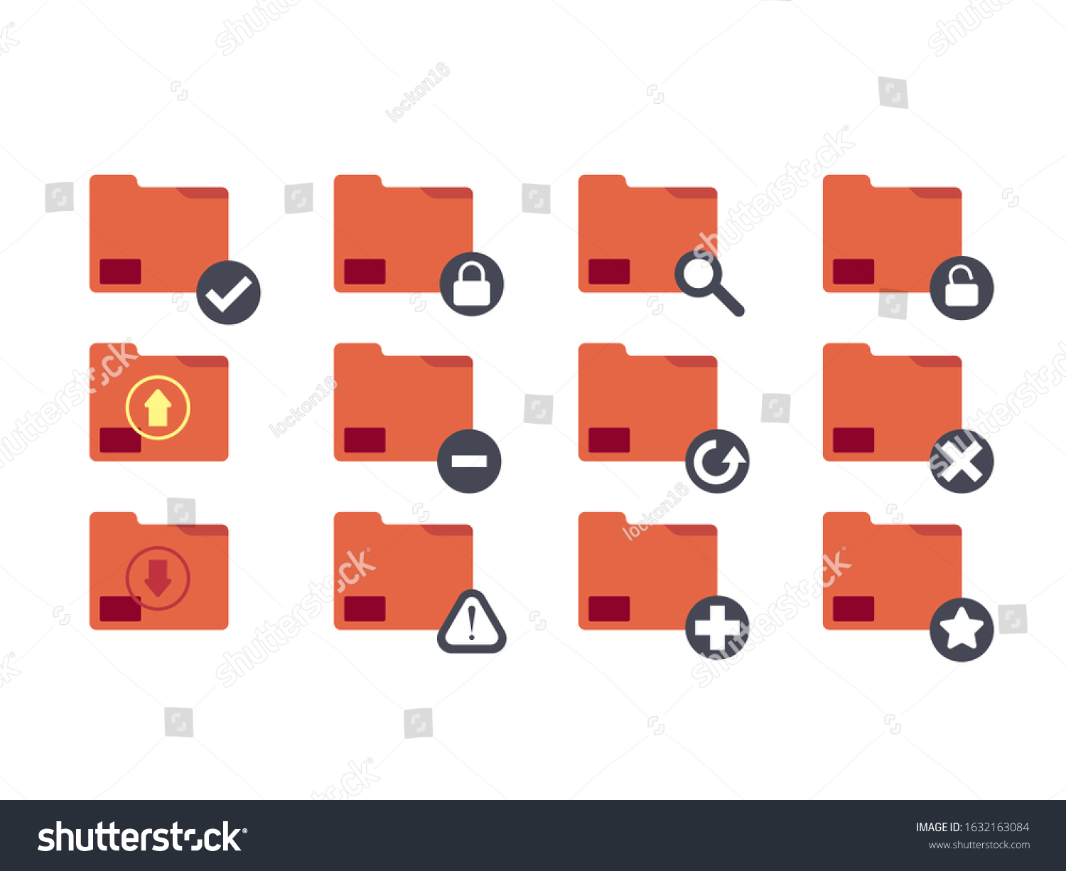 Red Folder Icons On White Backgroundvector: เวกเตอร์สต็อก (ปลอดค่า ...