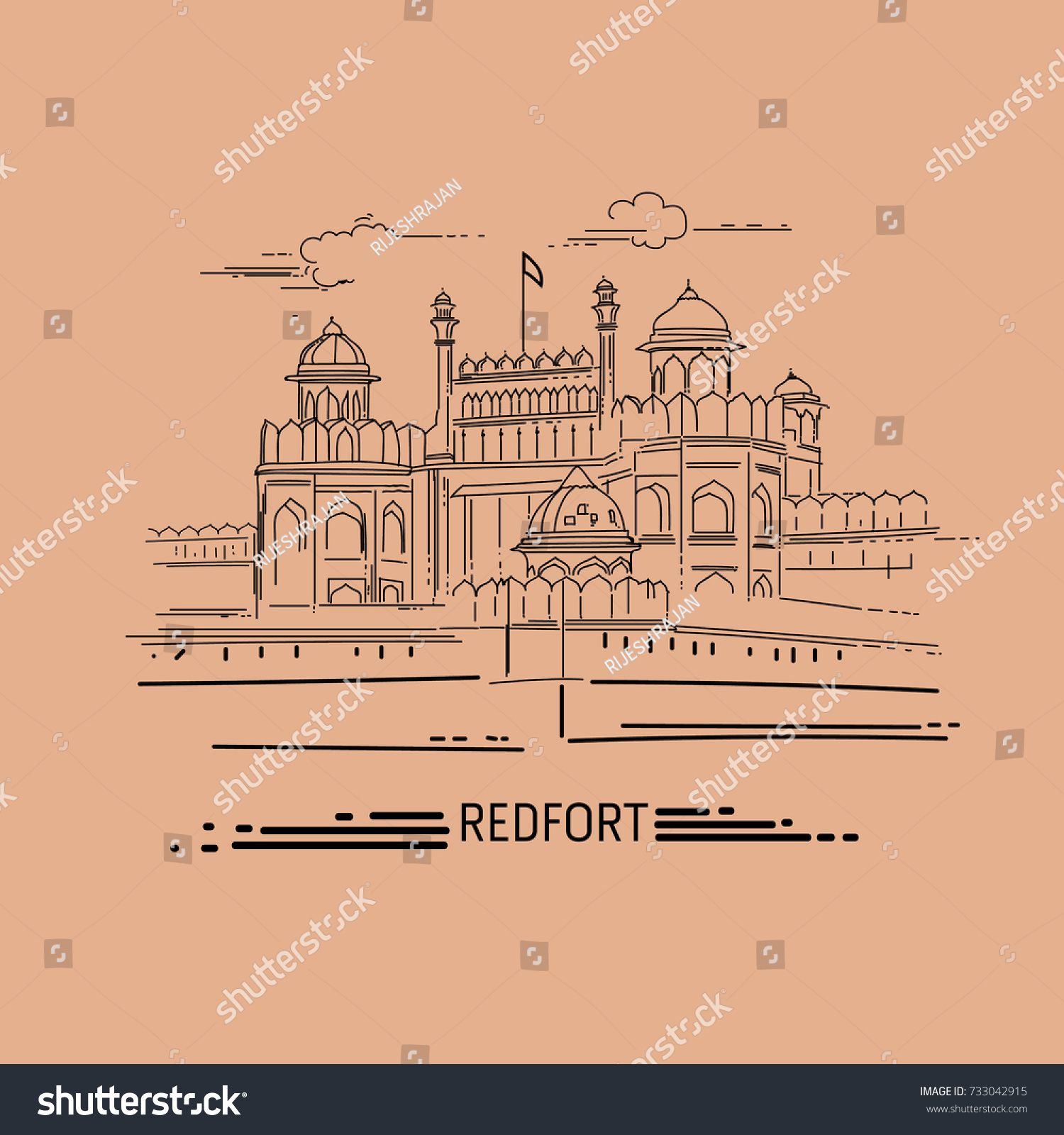 Red Fort India Stock Vector (Royalty Free) 733042915 | Shutterstock