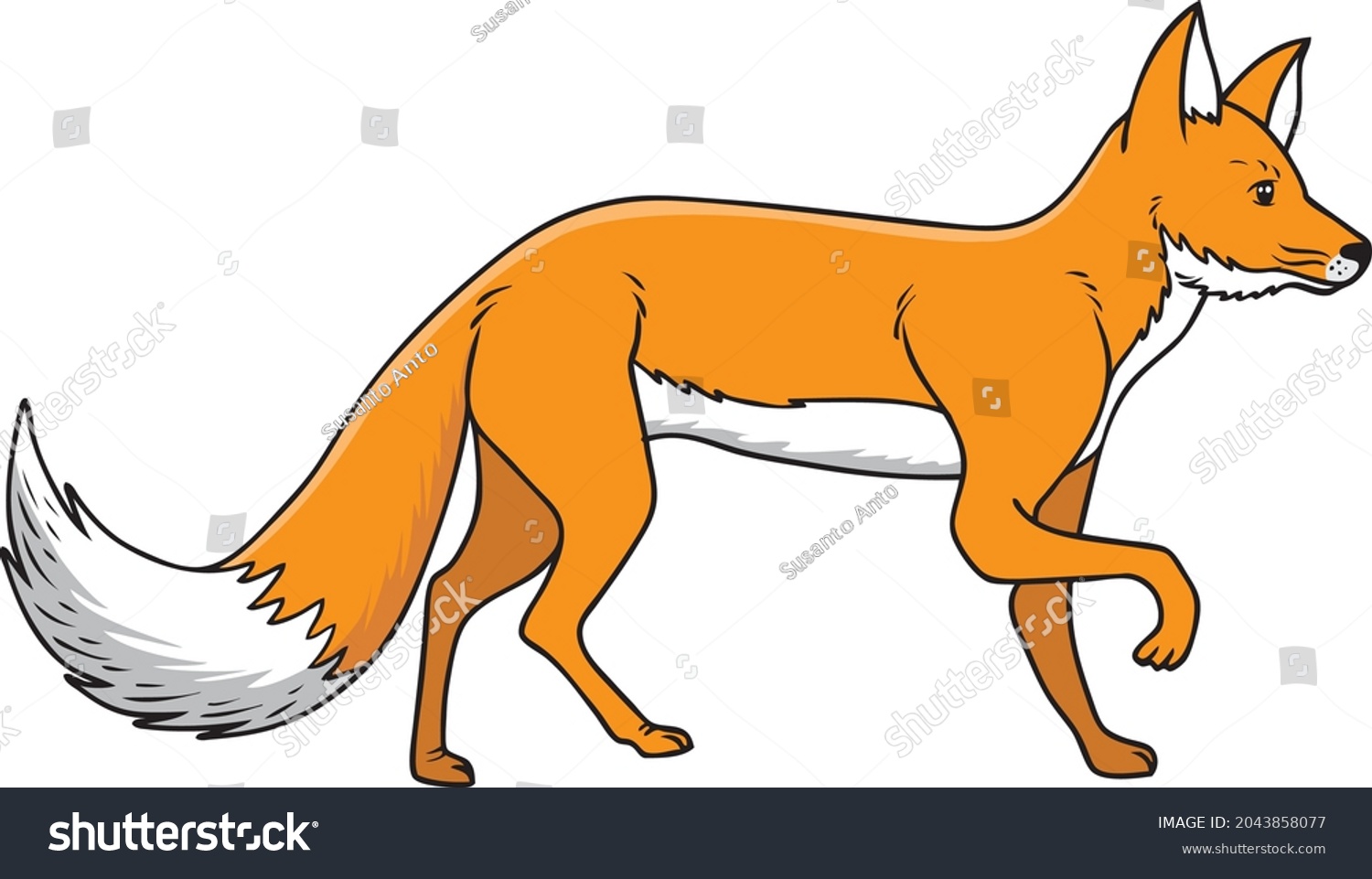 Vektor Stok Red Fox Vector Illustration Isolated On (Tanpa Royalti ...