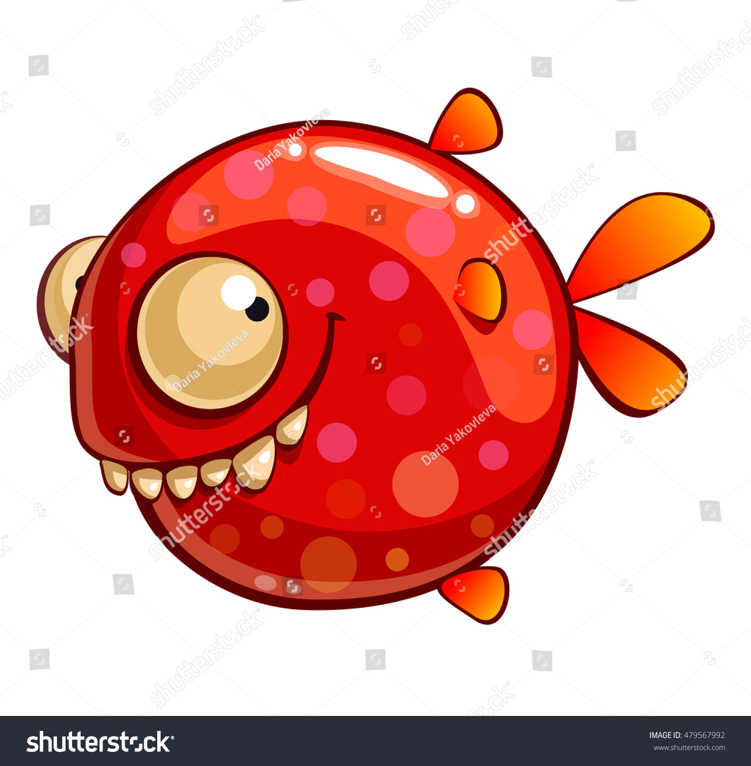 Red Funny Fish Isolated Vector Cartoon Stock Vector (Royalty Free ...