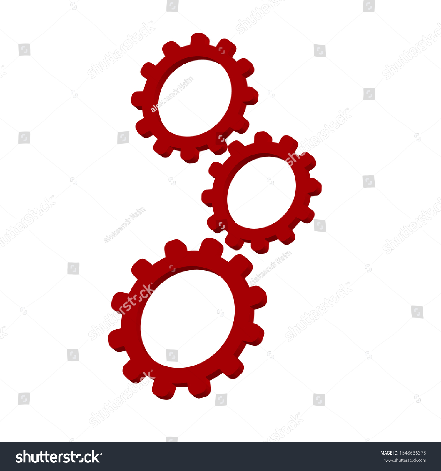 Red Gears On White Background 3d Stock Vector (Royalty Free) 1648636375 ...