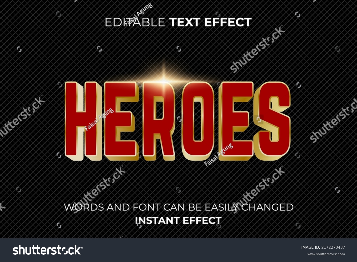 Red Gold Metallic Text Effect Design Stock Vector (Royalty Free ...