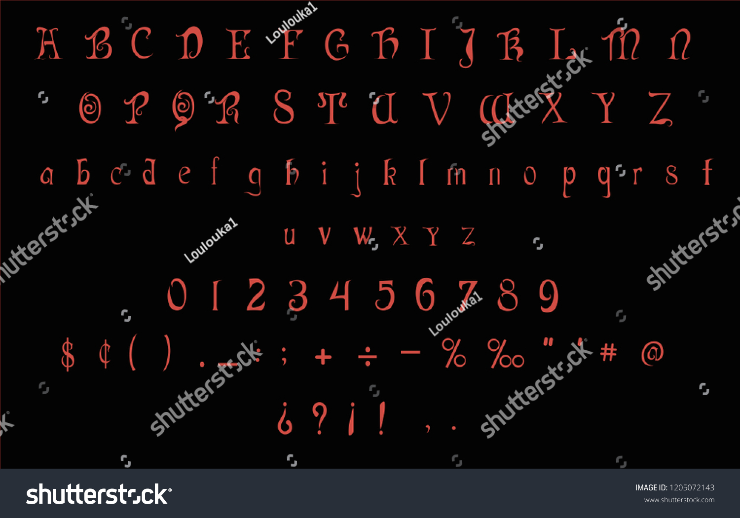 Red Gothic Font Stock Vector (Royalty Free) 1205072143 | Shutterstock
