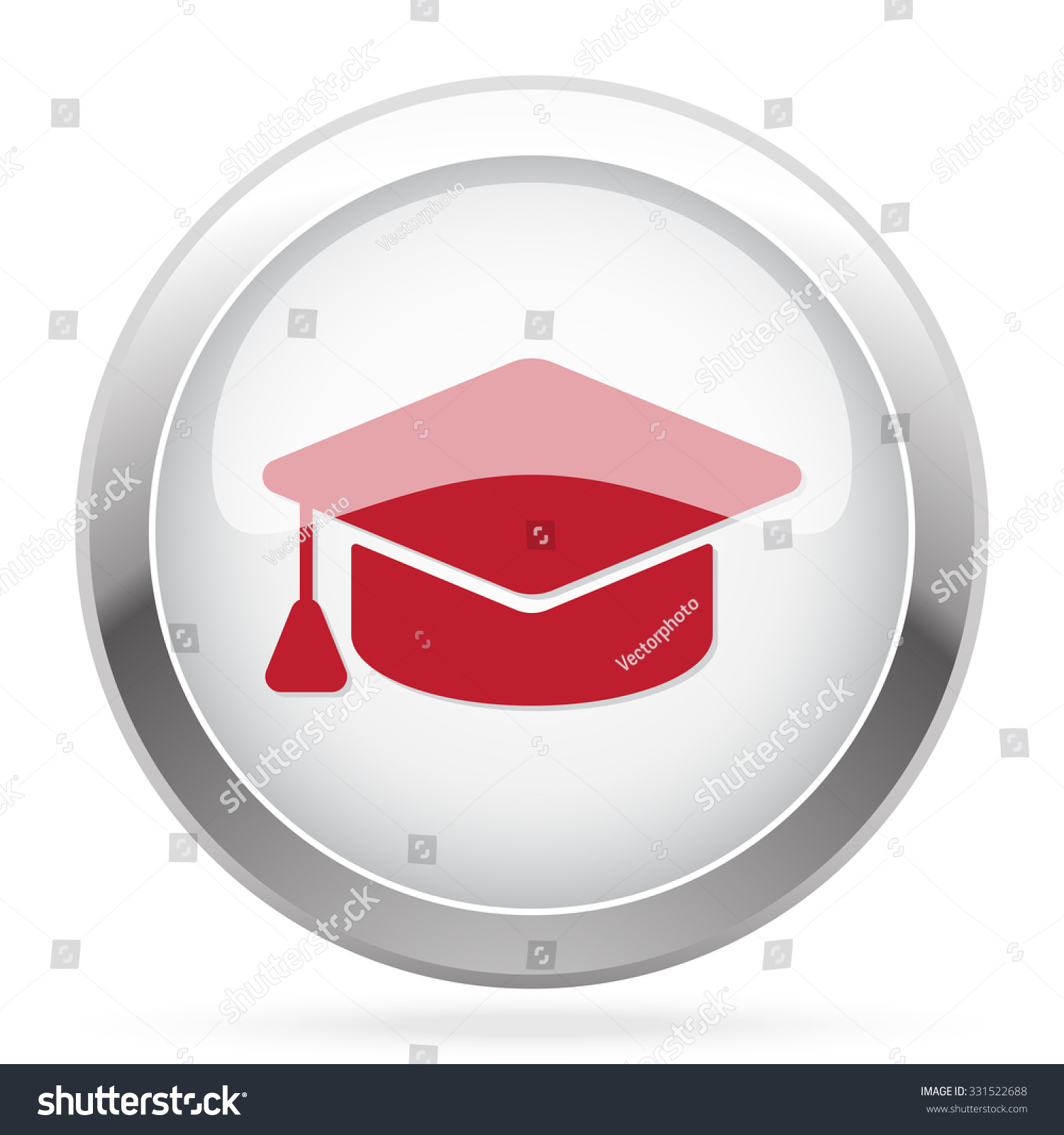 Red Graduation Cap Icon On Chrome Stock Vector (Royalty Free) 331522688 ...