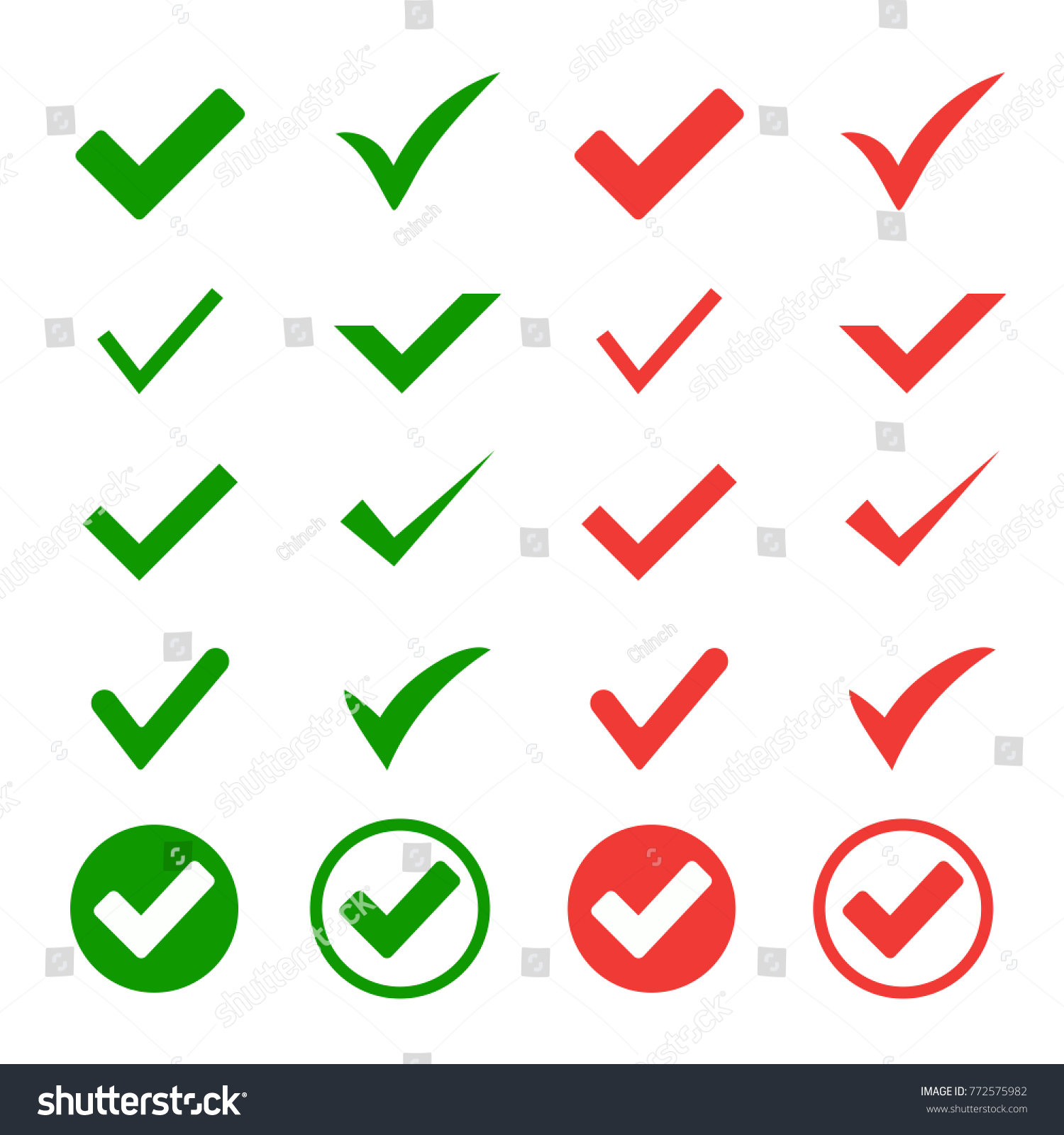 Red Green Crosses Ticks Flat Vector Stock Vector (Royalty Free) 772575982