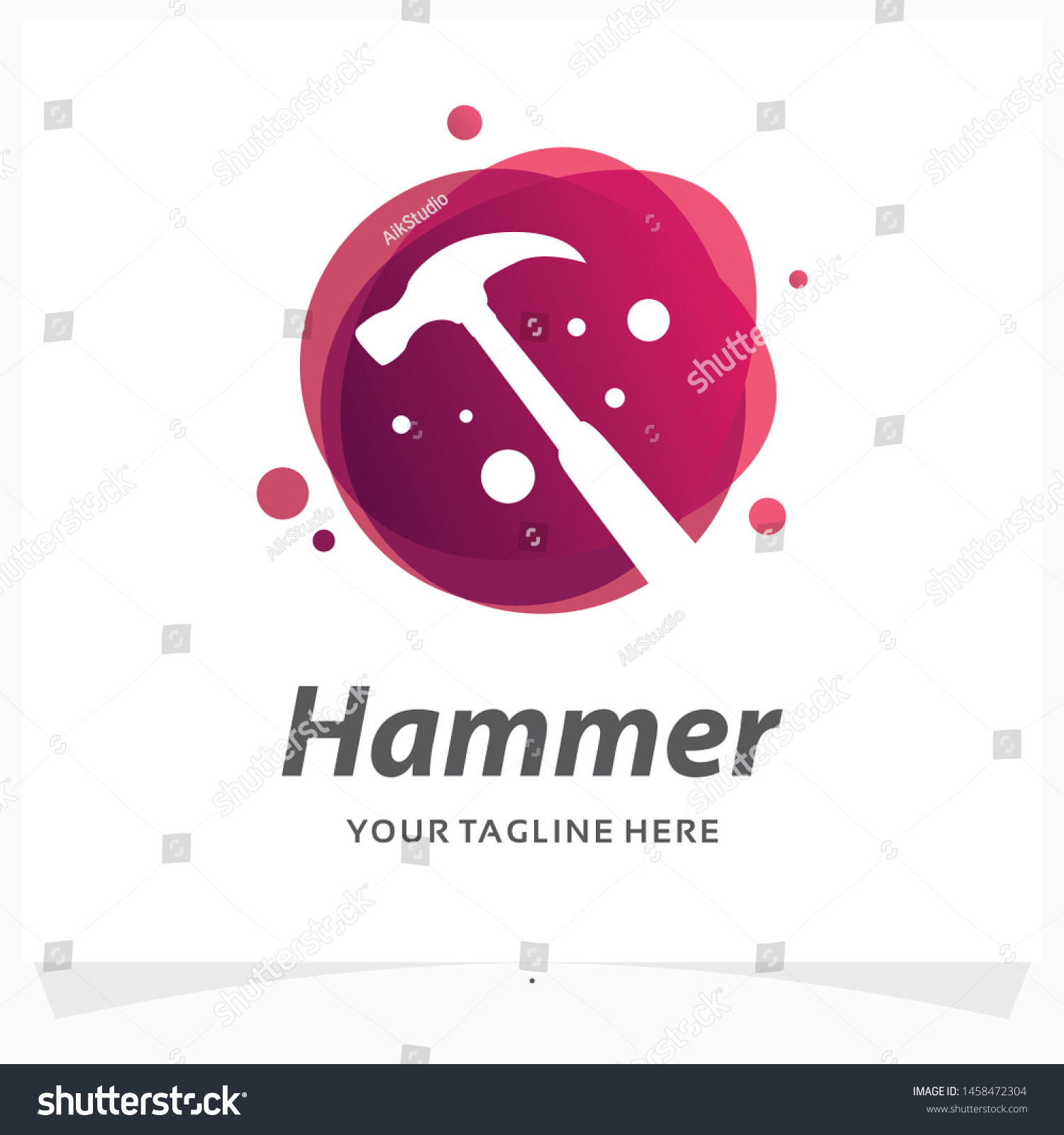 Red Hammer Logo Design Template Stock Vector (Royalty Free) 1458472304