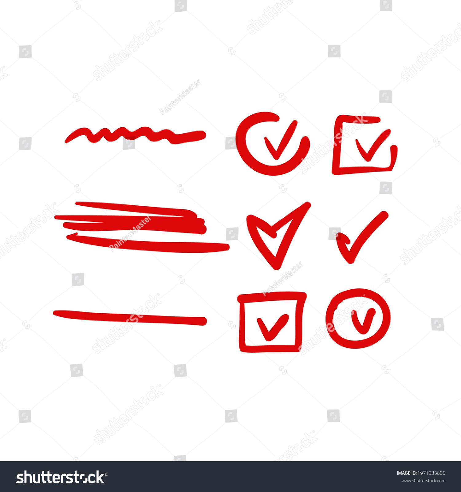 Red Hand Drawn Check Mark Wrong Stock Vector (Royalty Free) 1971535805 ...