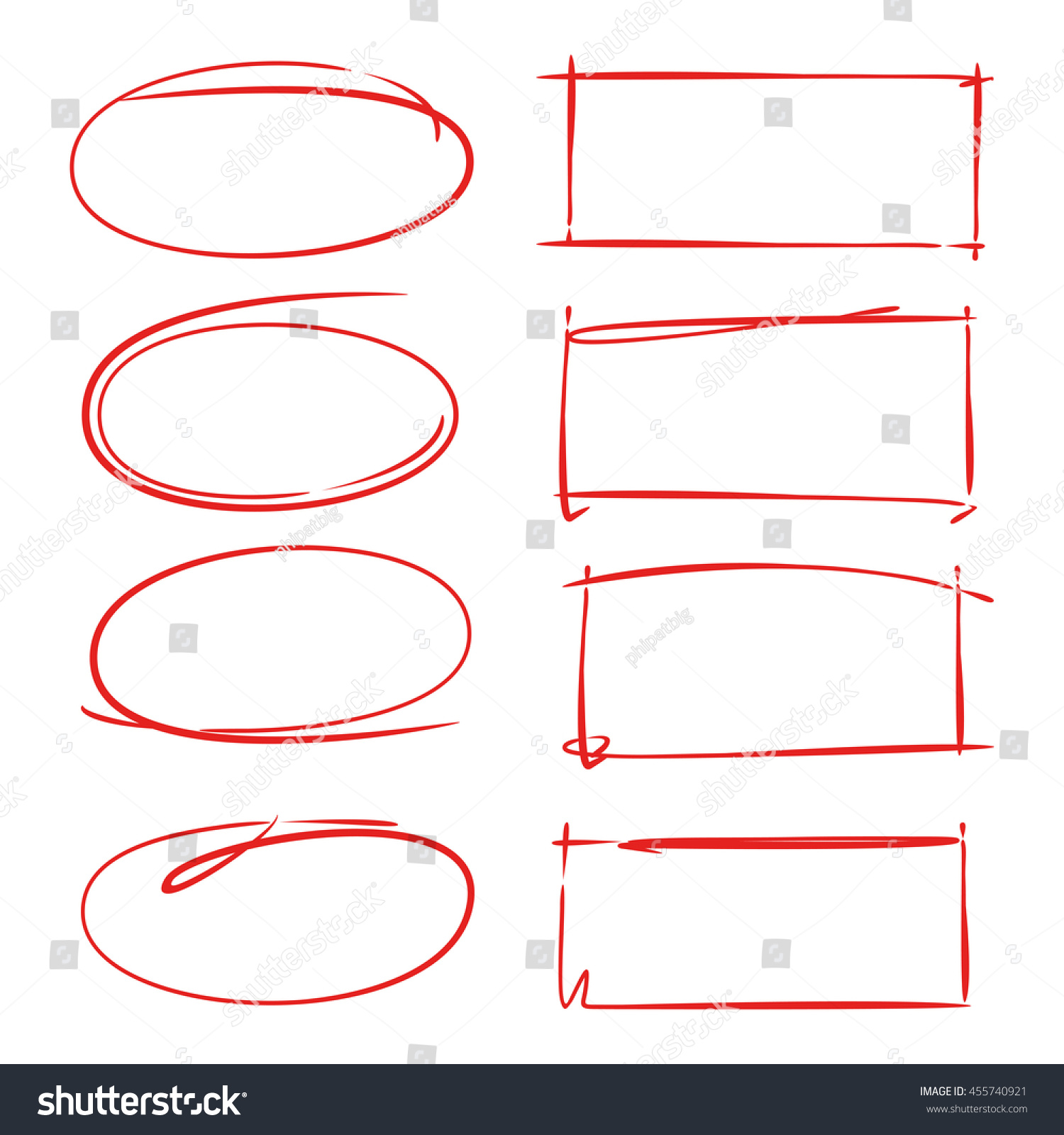 Red Hand Drawn Circle Rectangle Marker Stock Vector (Royalty Free ...