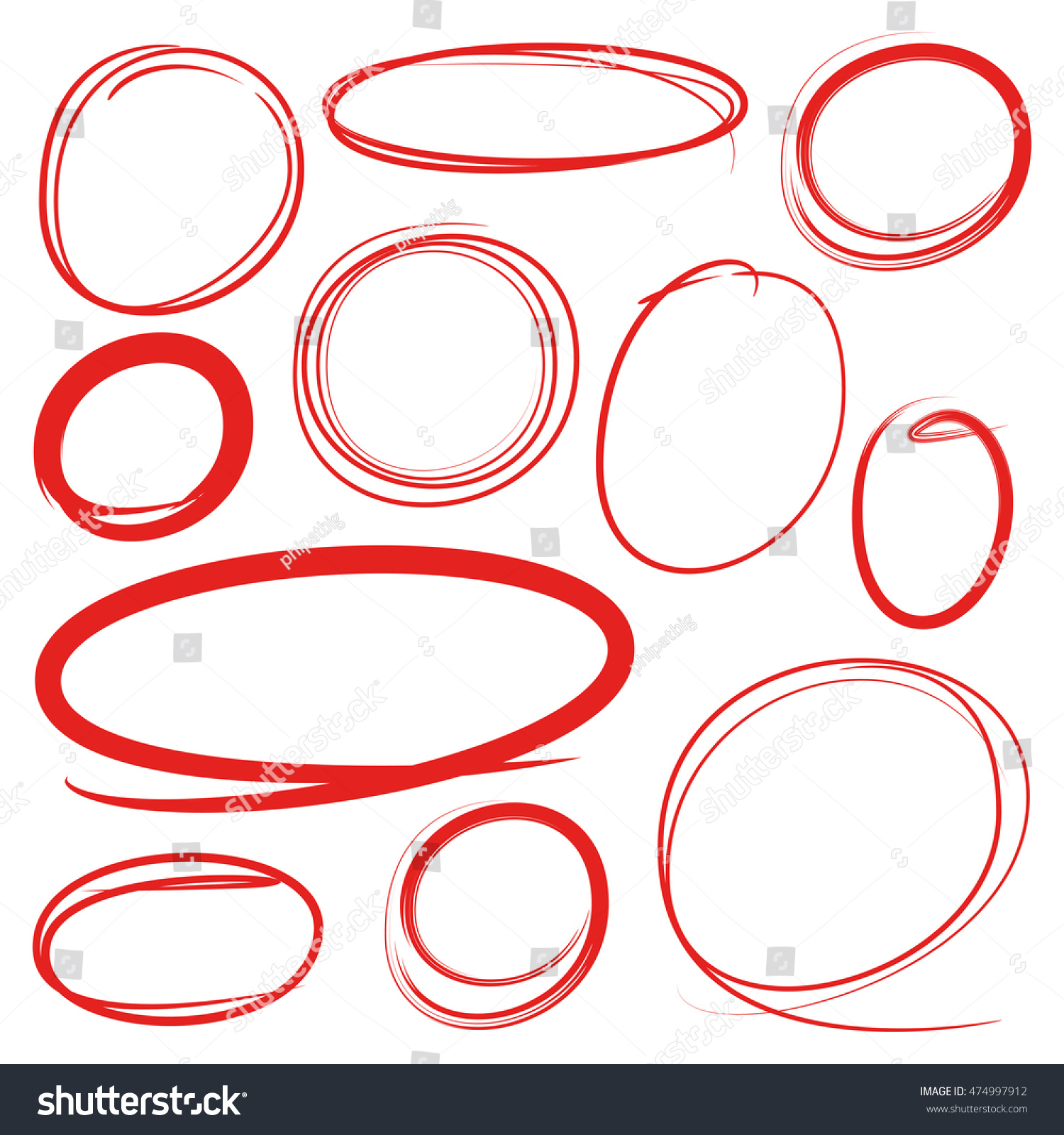 Red Hand Drawn Circle Markers Stock Vector (Royalty Free) 474997912