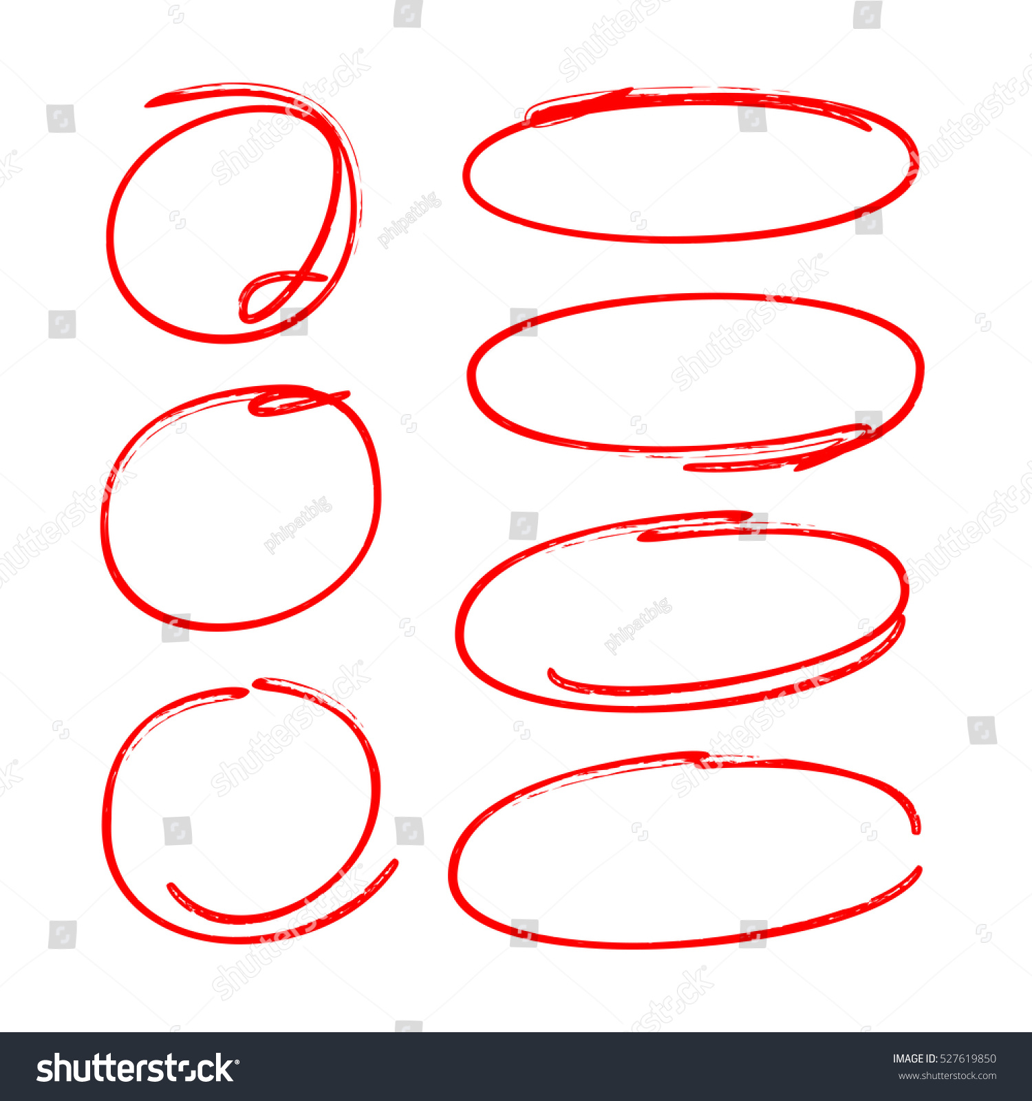 Red Hand Drawn Circle Set Marking Stock Vector (Royalty Free) 527619850