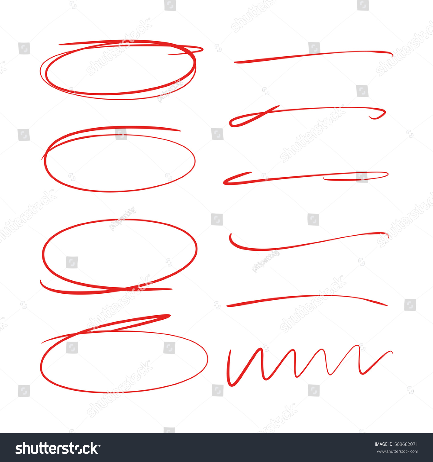 Red Hand Drawn Circles Underlines Stock Vector 508682071 - Shutterstock