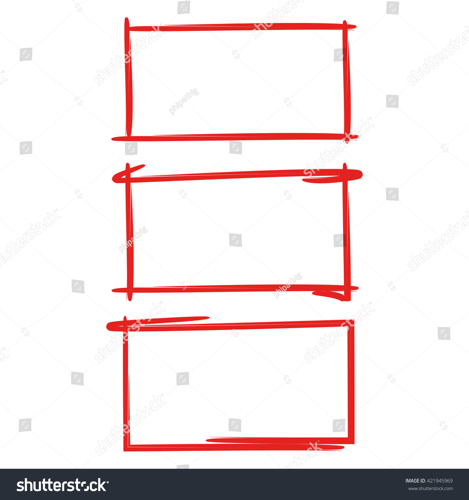 Red Hand Drawn Frame Set Red Stock Vector (Royalty Free) 421945969