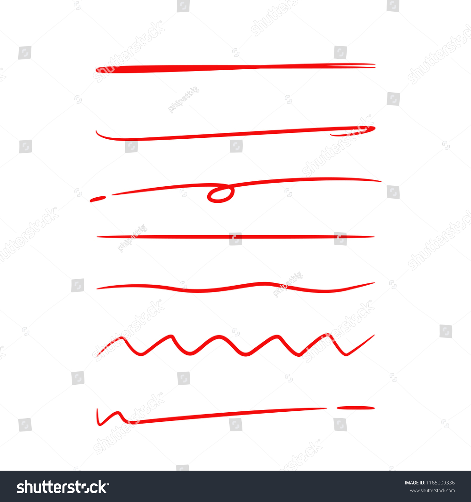 Red Hand Drawn Underlines Marker Elements: เวกเตอร์สต็อก (ปลอดค่า ...