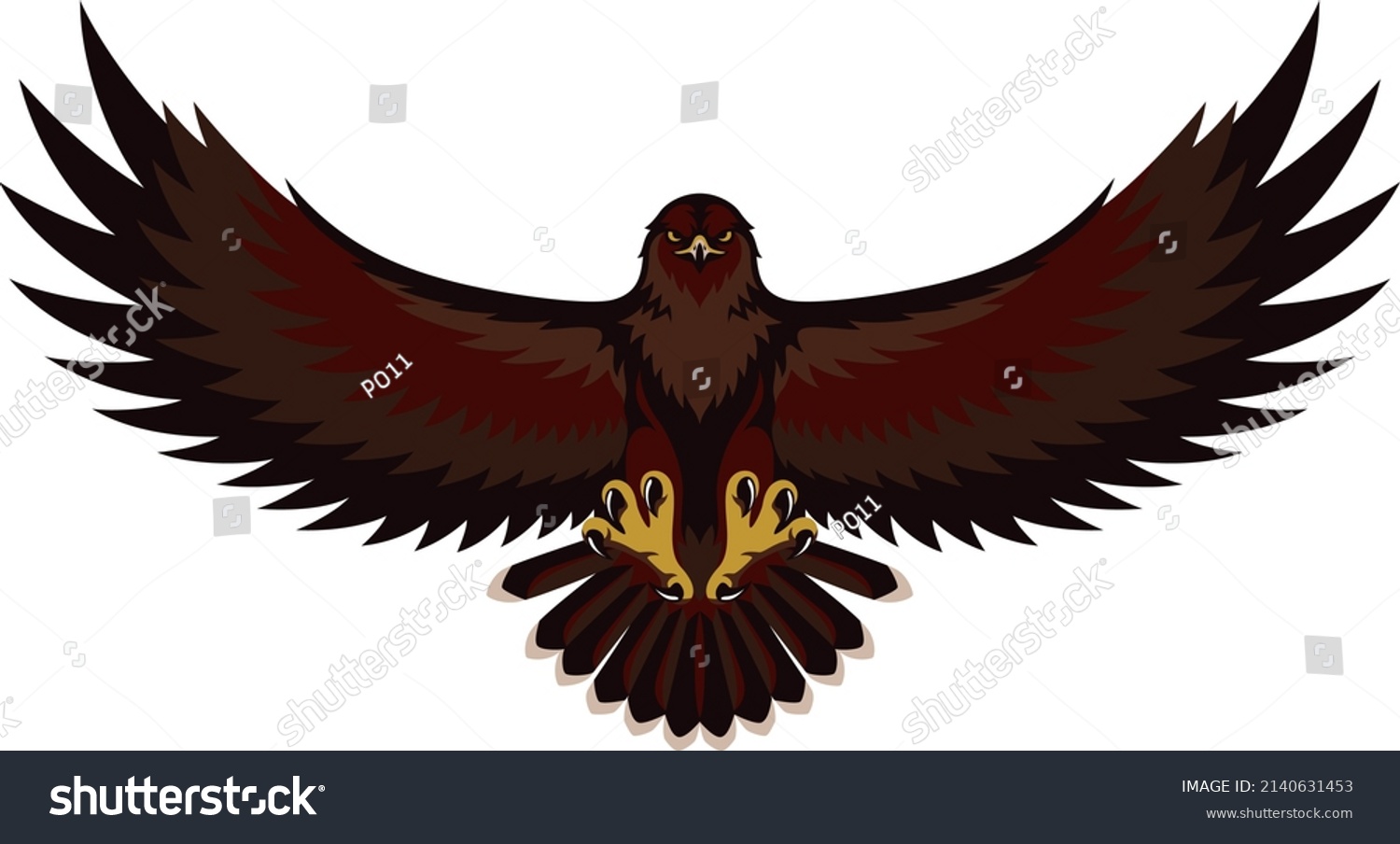 Red Hawk Spreading Wings Stock Vector (Royalty Free) 2140631453 ...