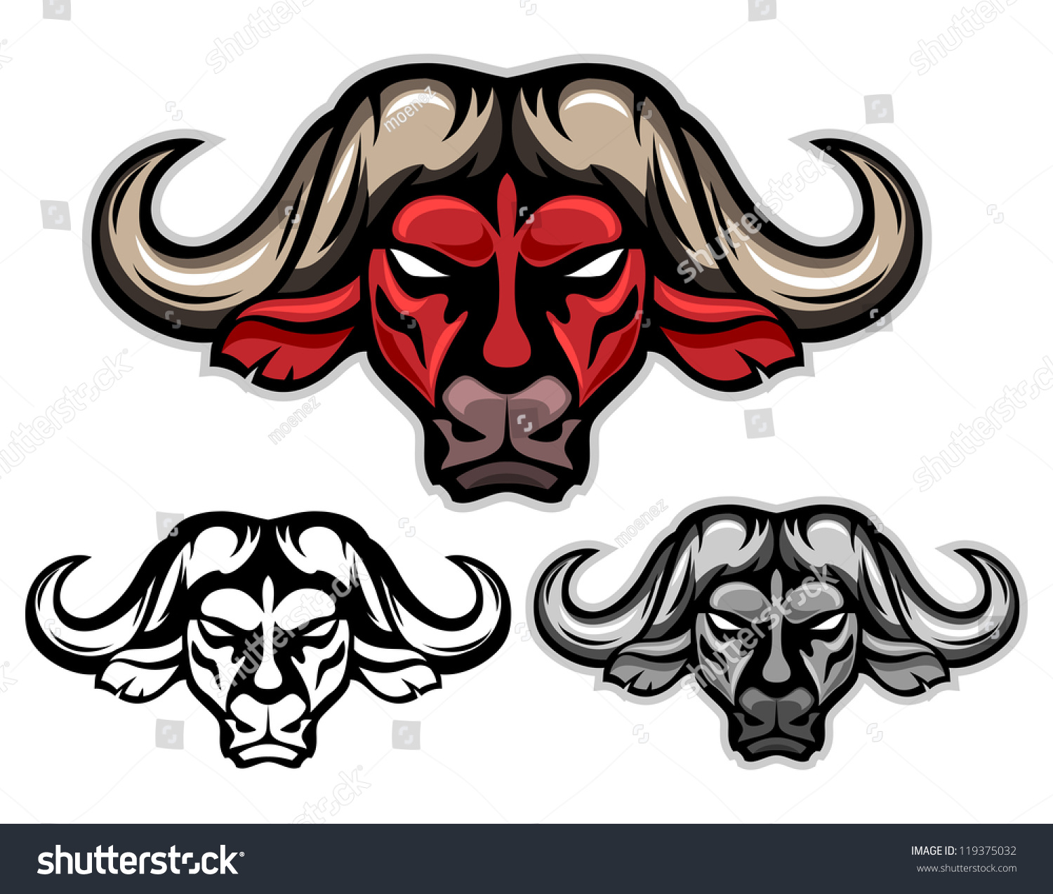 Red Head Buffalo: vector de stock (libre de regalías) 119375032