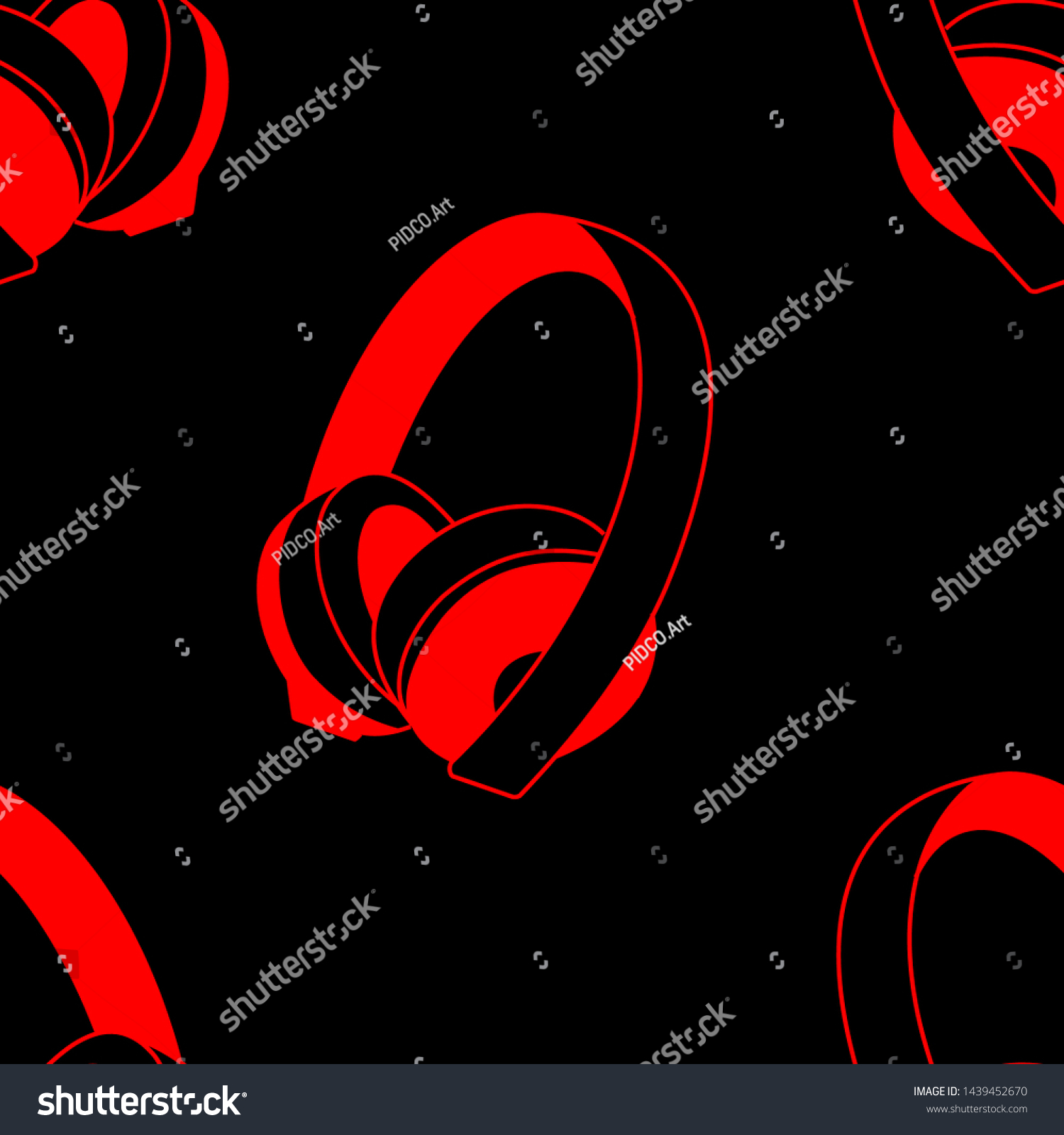 Red Headset Outline Design Black Background: vector de stock (libre de ...