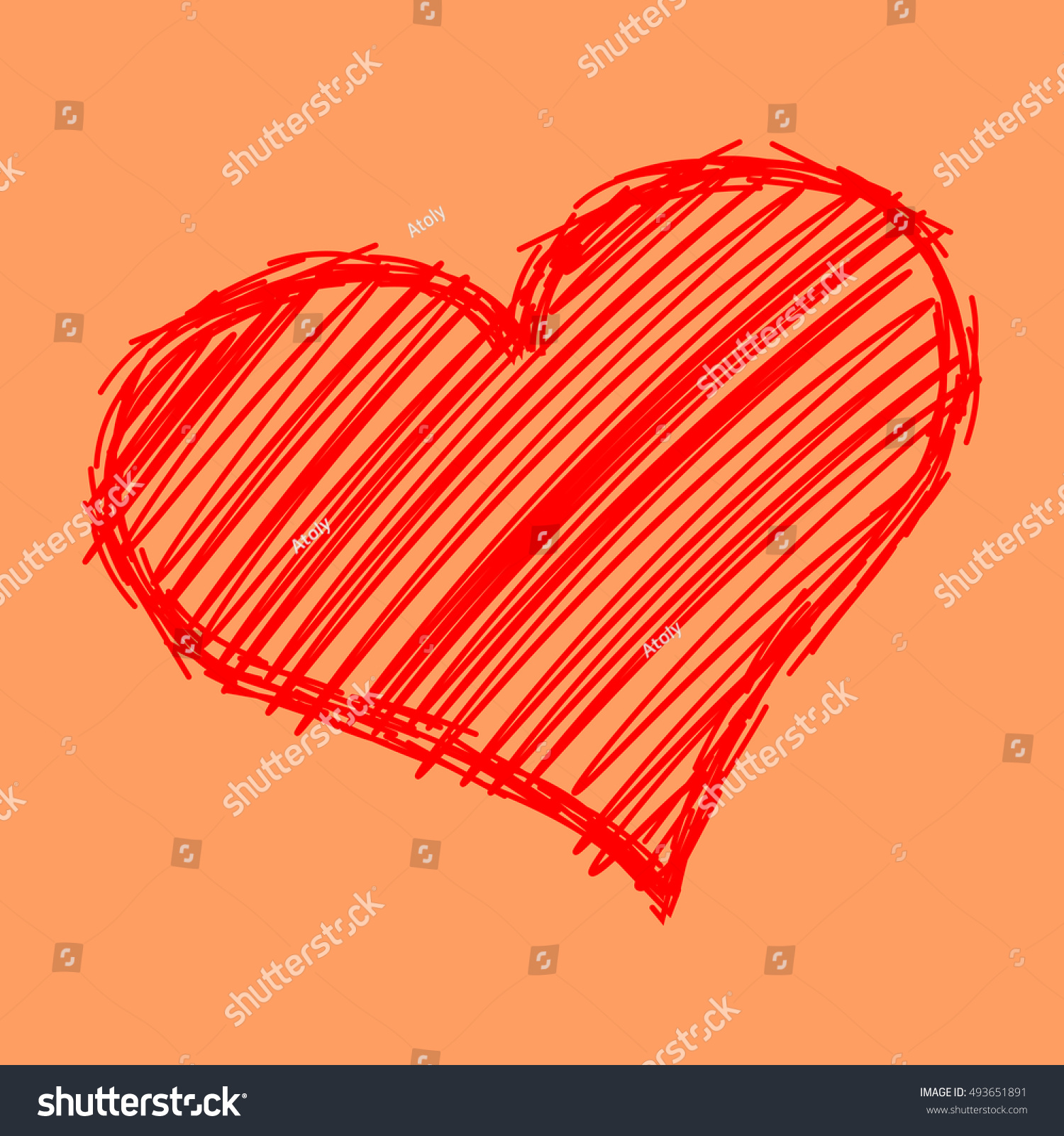 Red Heart Drawing Vector Illustration Stock Vector (Royalty Free) 493651891