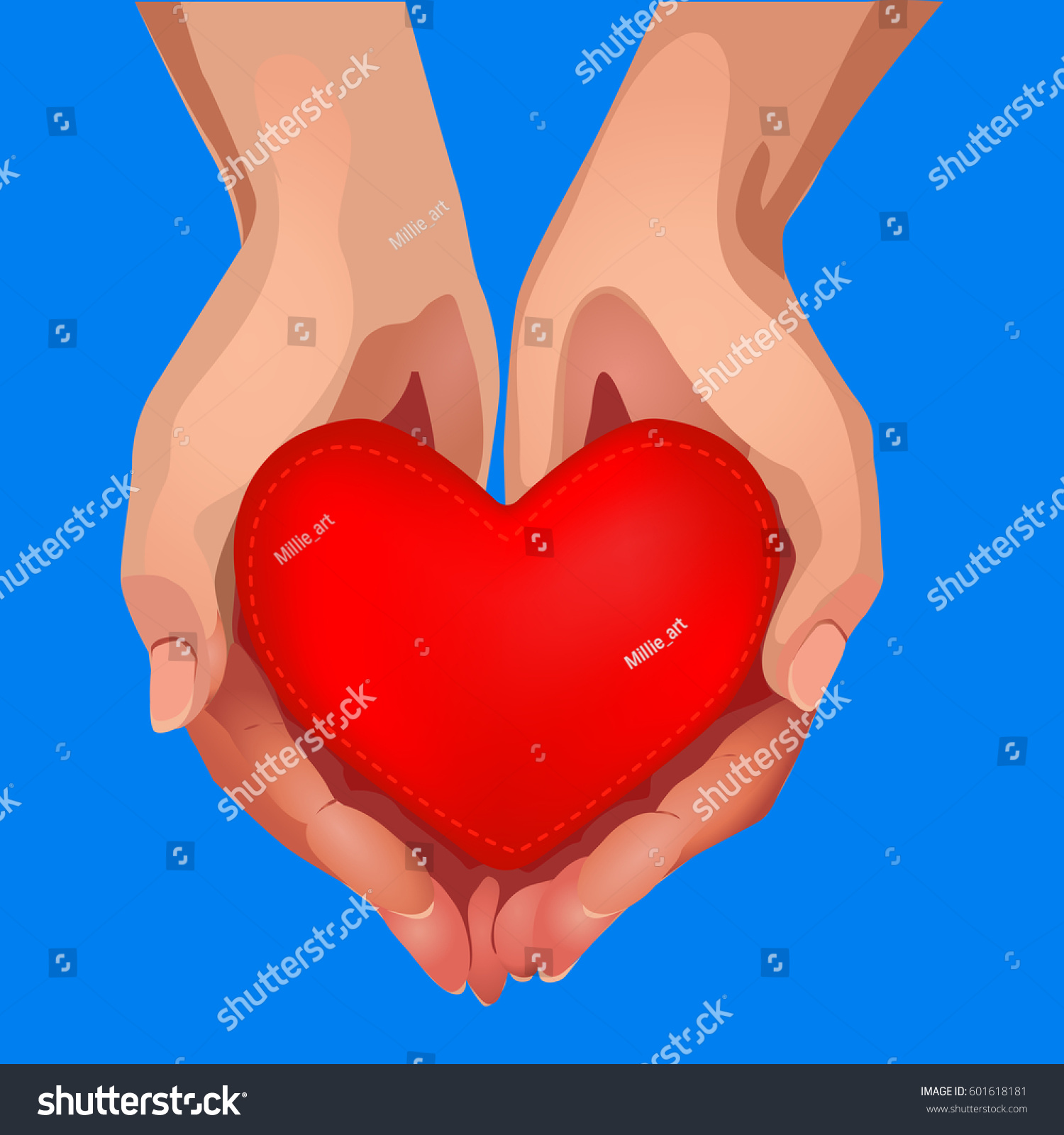 Red Heart Hands Vector File Adobe Stock Vector (Royalty Free) 601618181