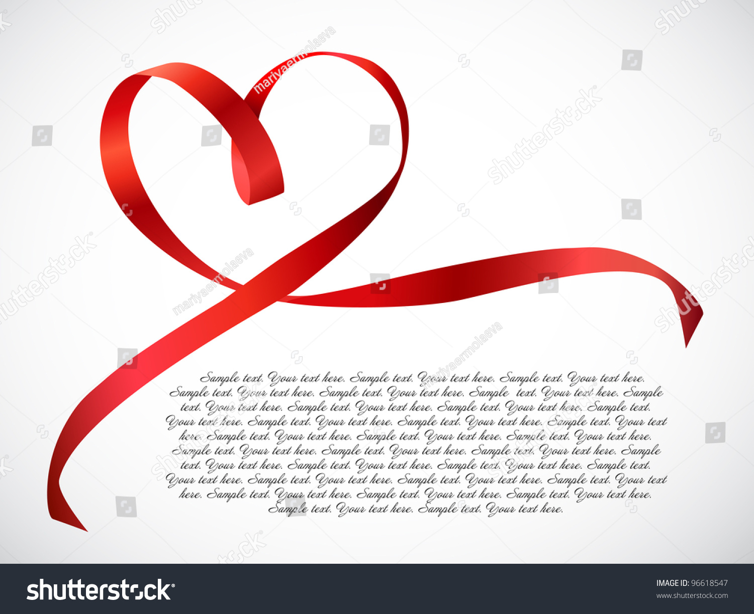 Red Heart Ribbon Bow. Vector - 96618547 : Shutterstock