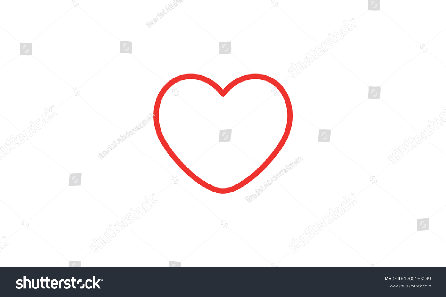 Red Heart Shape Outline Red Isolated Stock Vector (Royalty Free ...