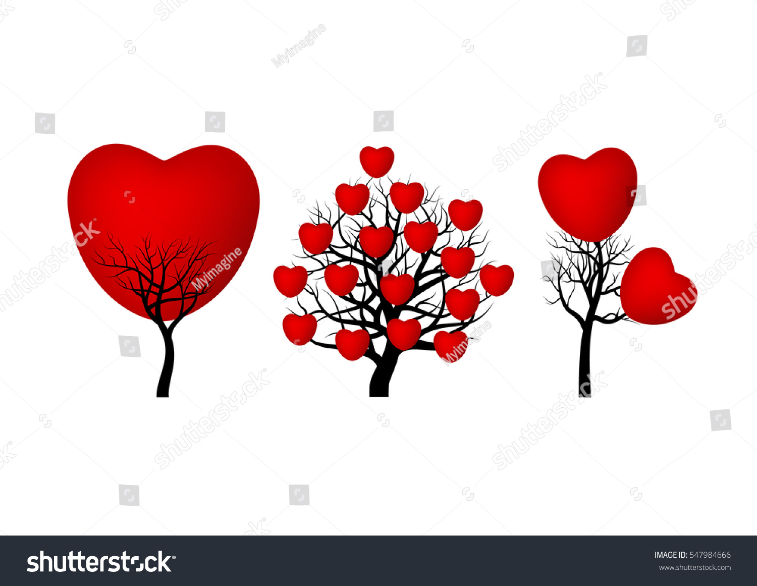 Red Heart Tree On White Background Stok Vektör (Telifsiz) 547984666 ...