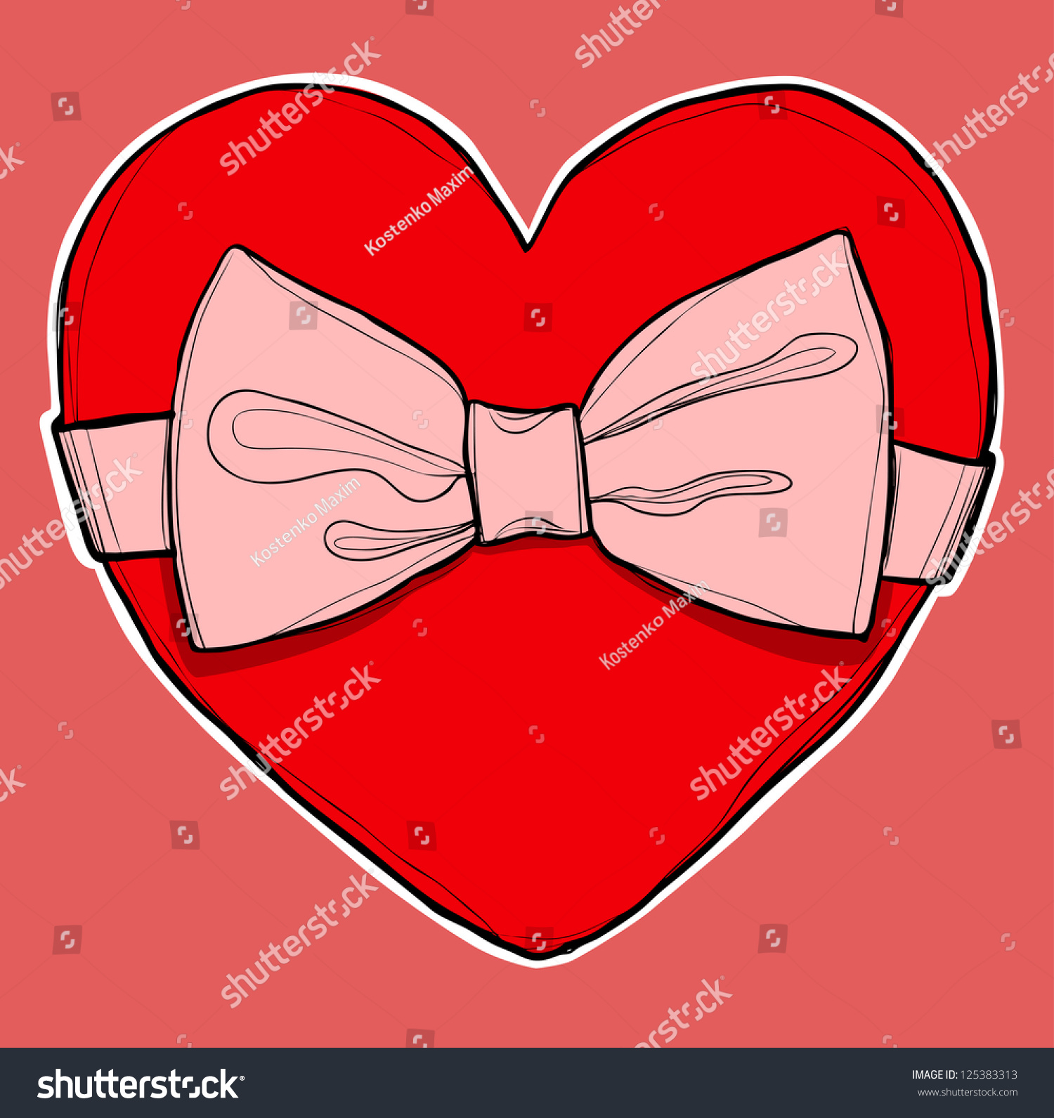 Red Heart Bow Vector Illustration Stock Vector (Royalty Free) 125383313 ...