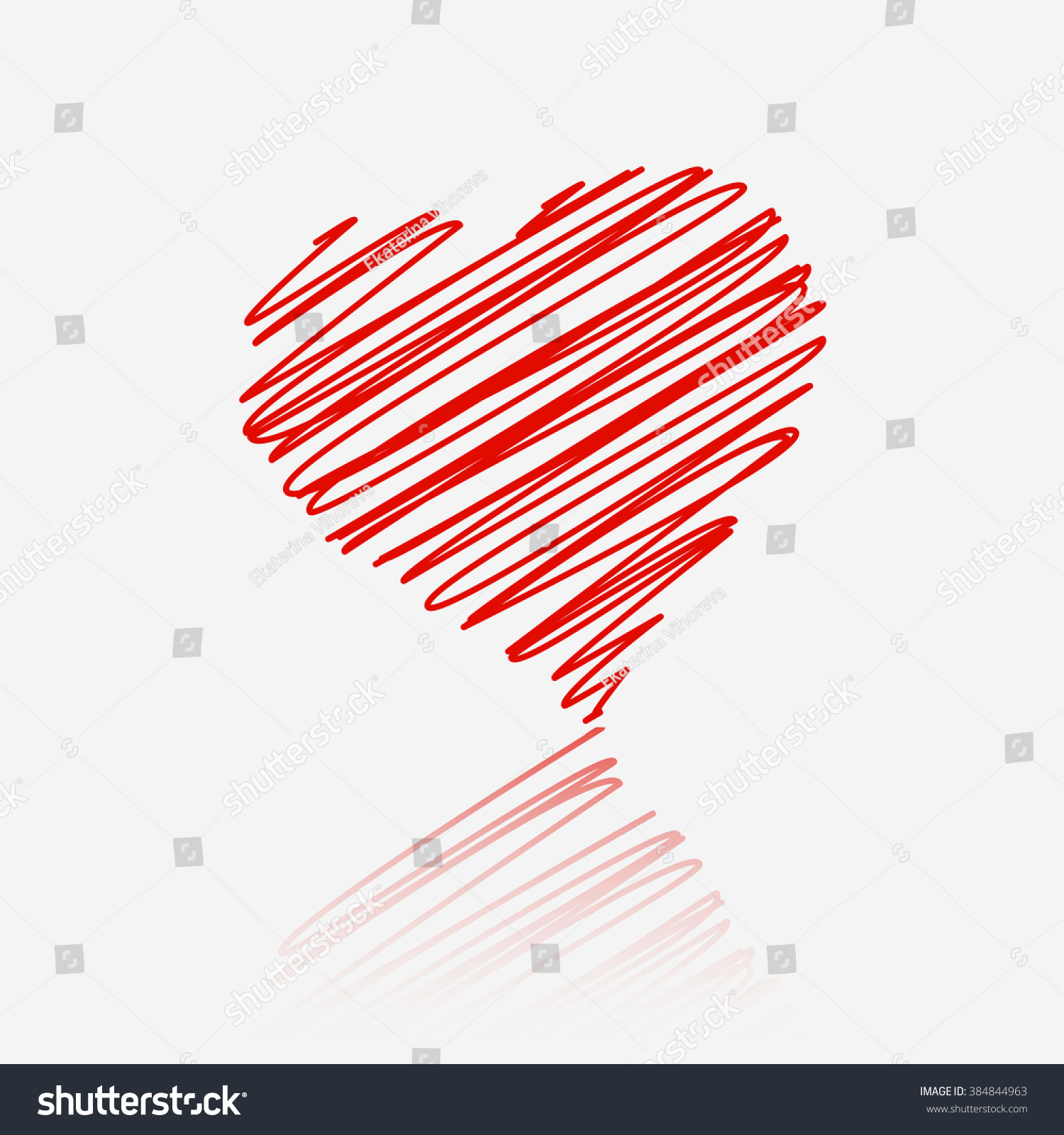 Red Heart Reflection On White Background Stock Vector (Royalty Free ...