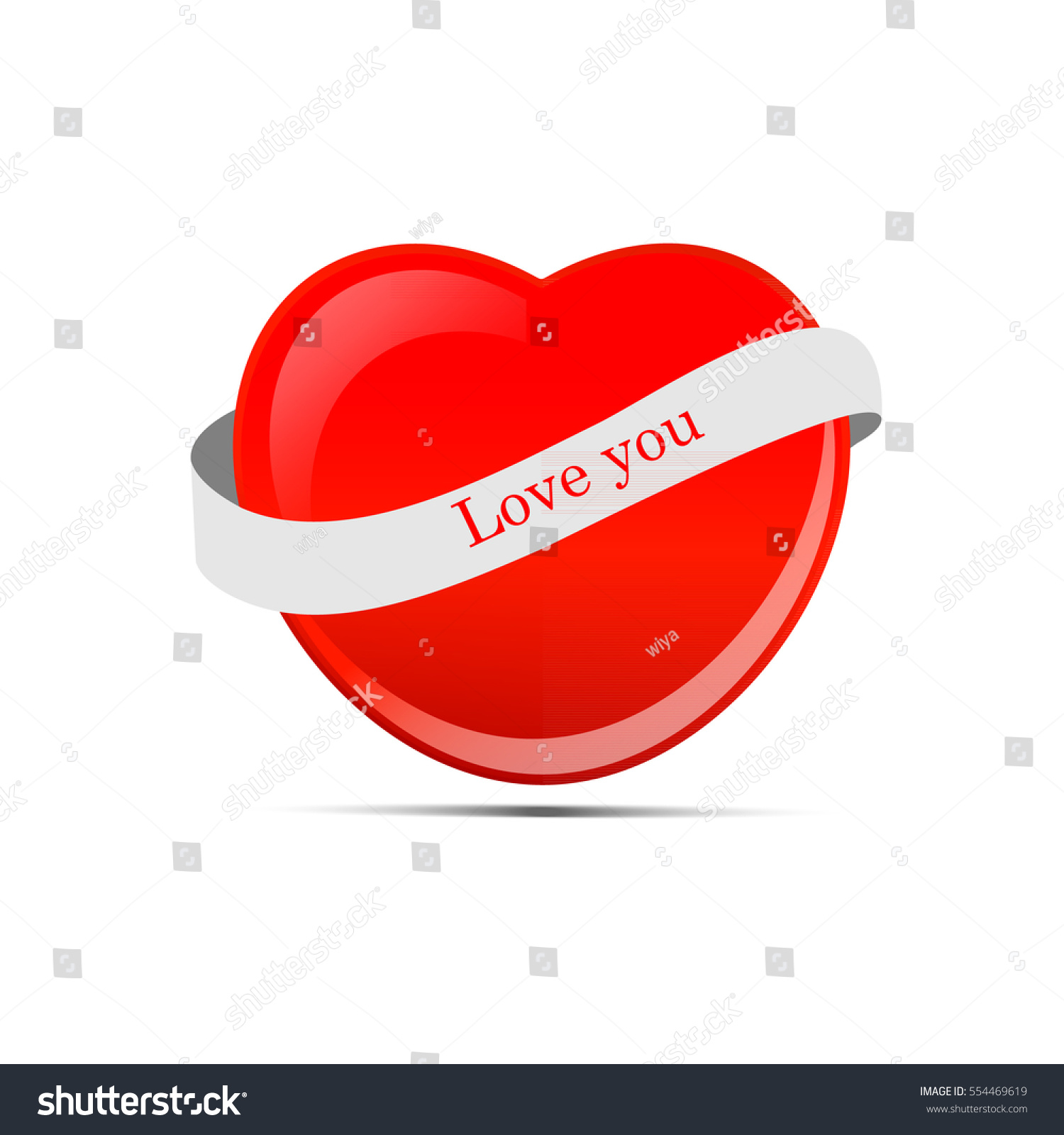 Red Heart Ribbon Vector Stock Vector (Royalty Free) 554469619 ...