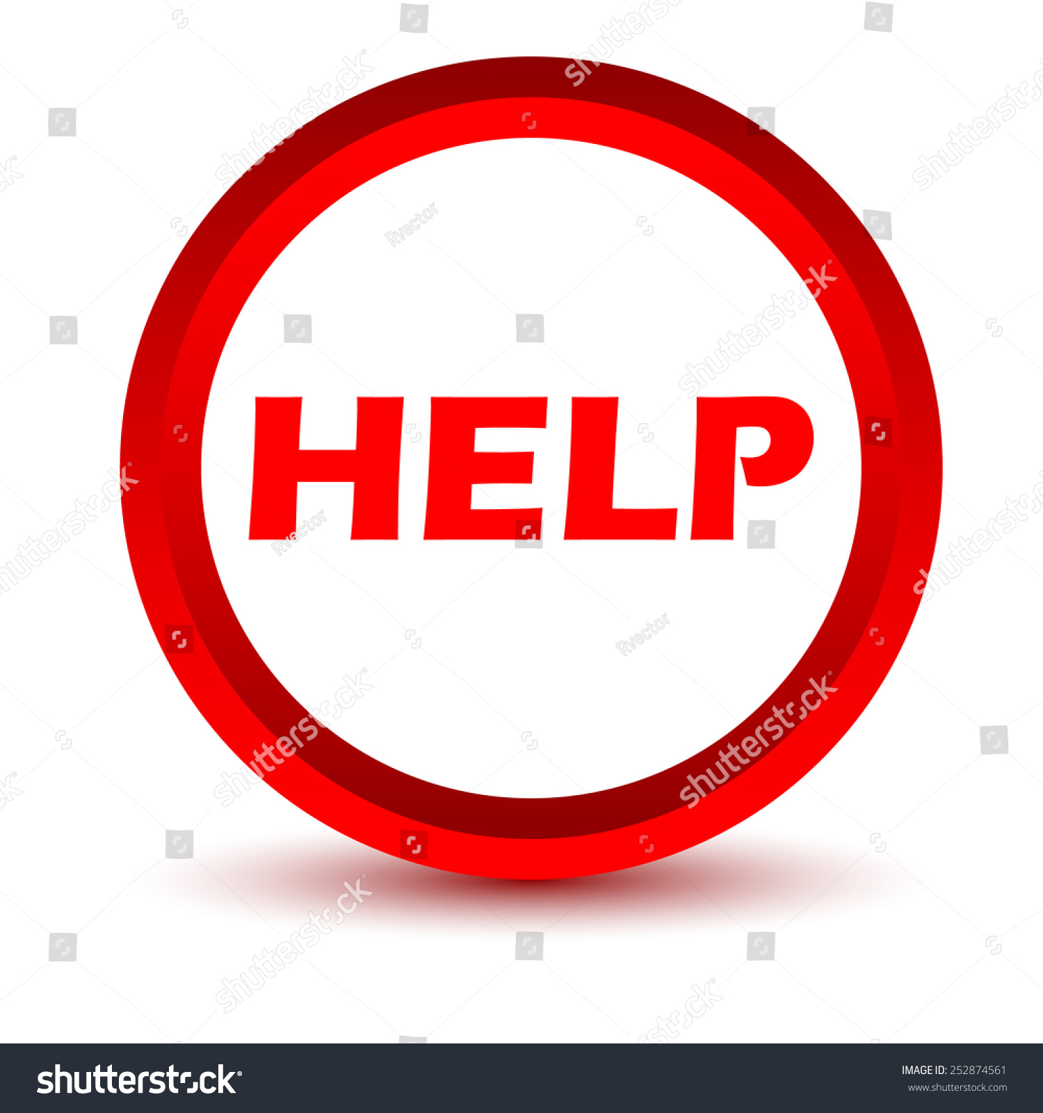 Red Help Icon On White Background Stock Vector (Royalty Free) 252874561 ...