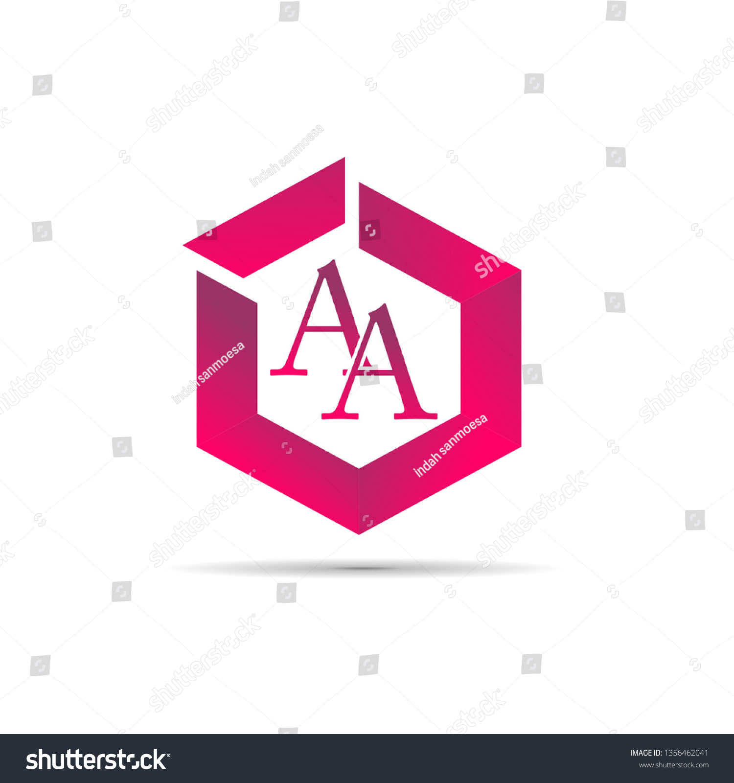 Red Hexagon Initial Aa Logo Element Stock Vector (Royalty Free) 1356462041