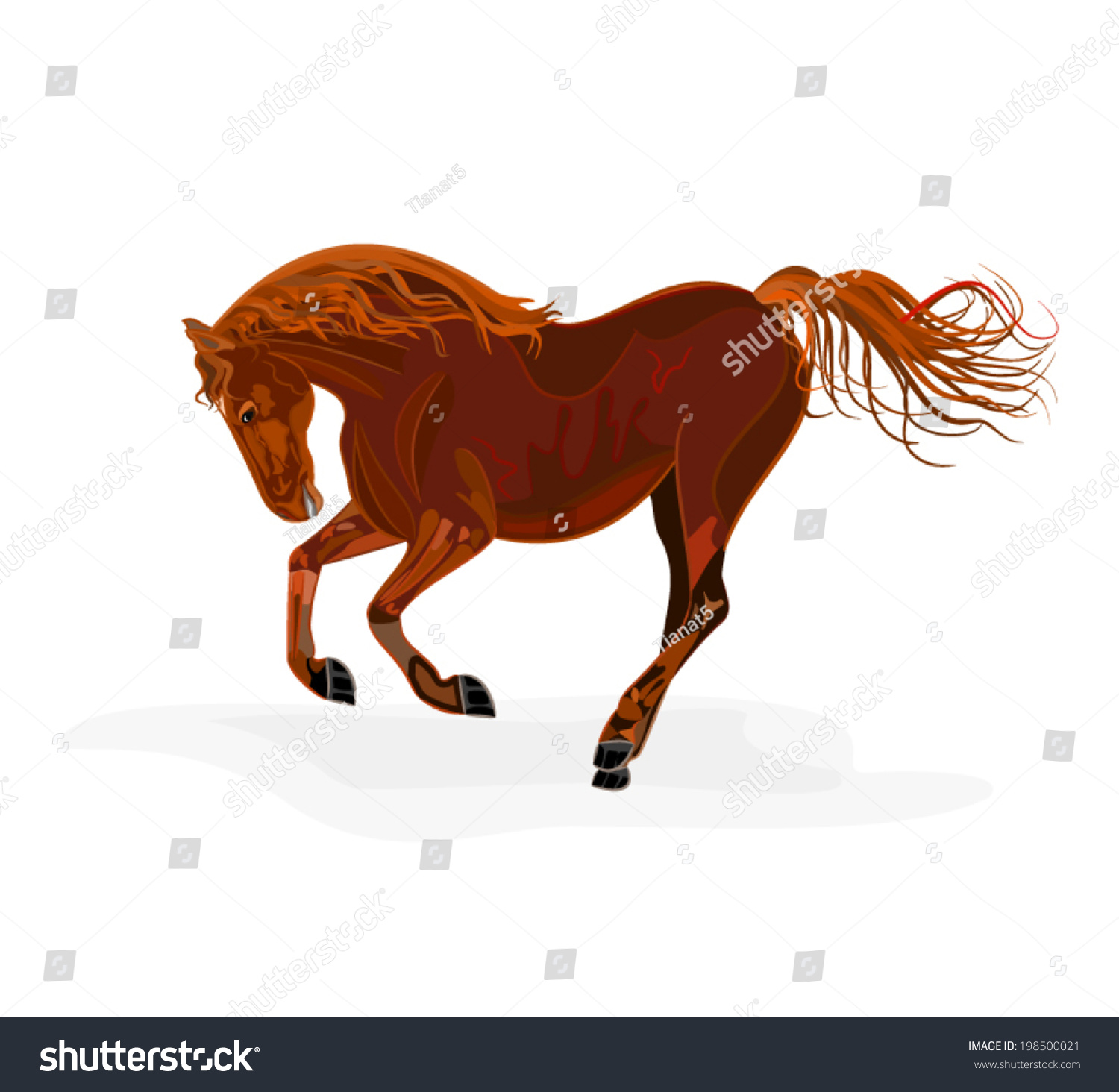 Red Horse Vector Illustration Stock Vector (Royalty Free) 198500021