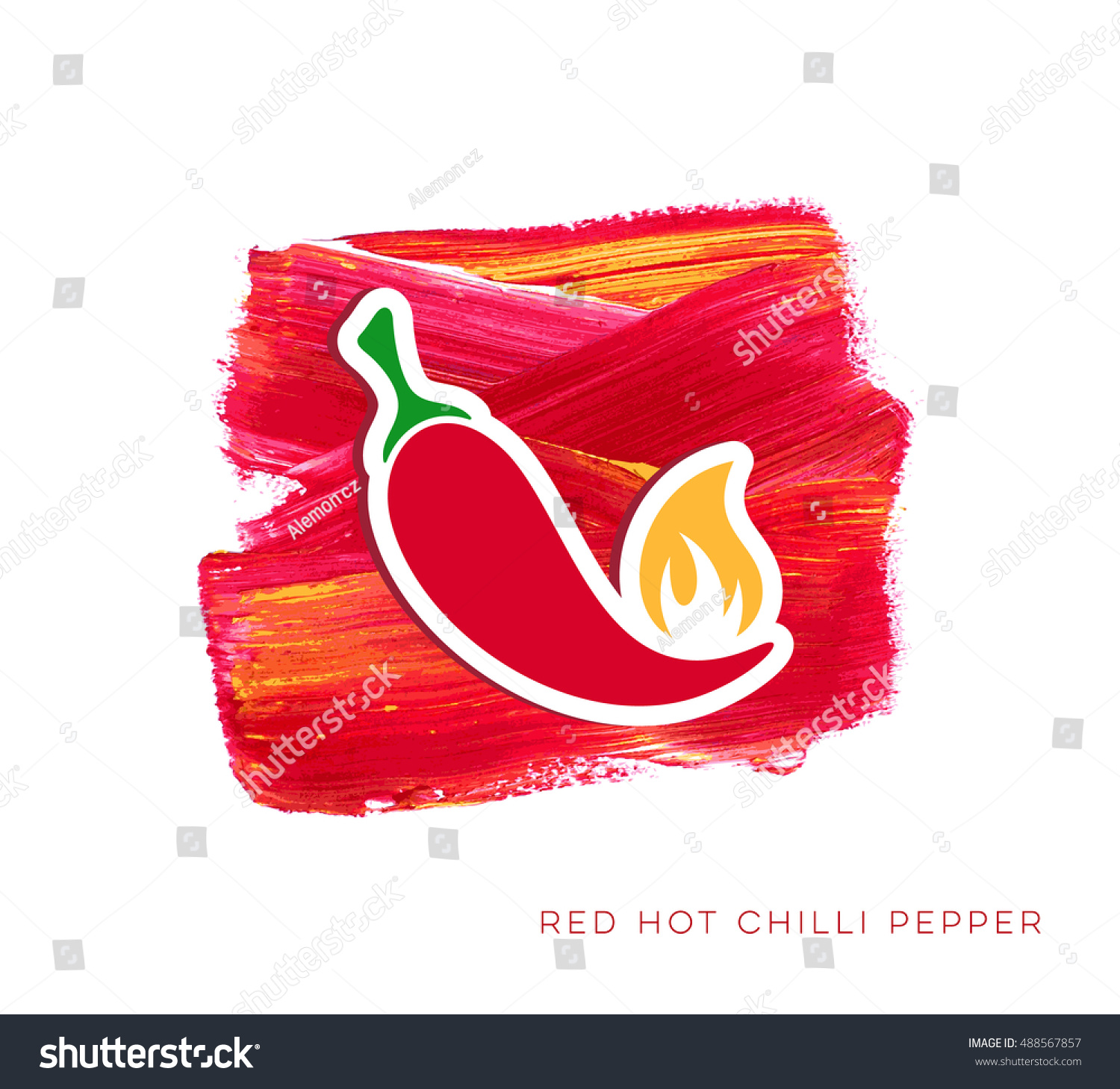 Vetor stock de Red Hot Chilli Pepper Label Creative (livre de direitos ...