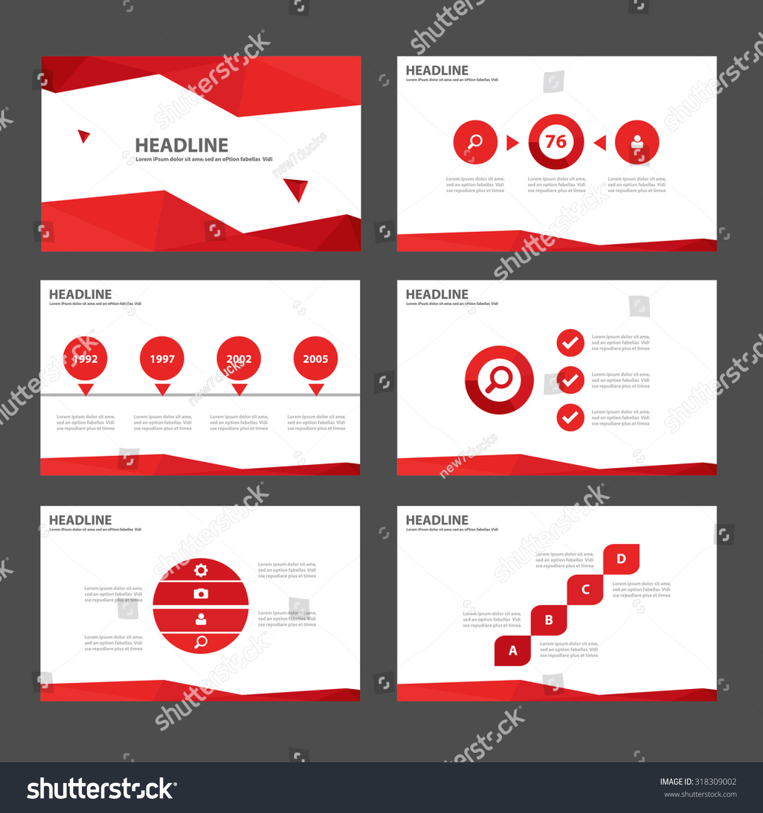 Red Infographic Elements Presentation Template Flat: vector de stock ...