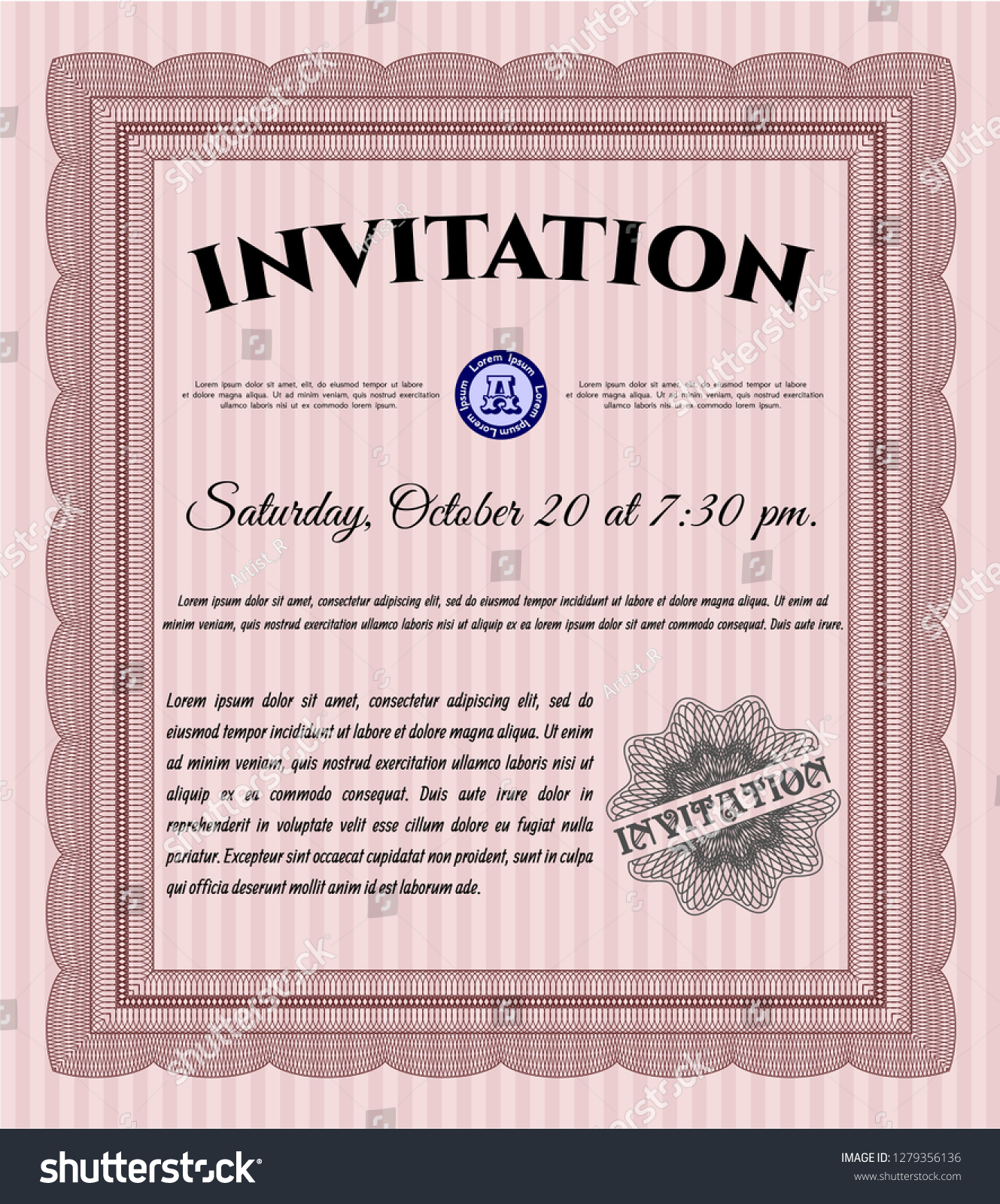 Red Invitation Lovely Design Complex Background Stock Vector (Royalty ...