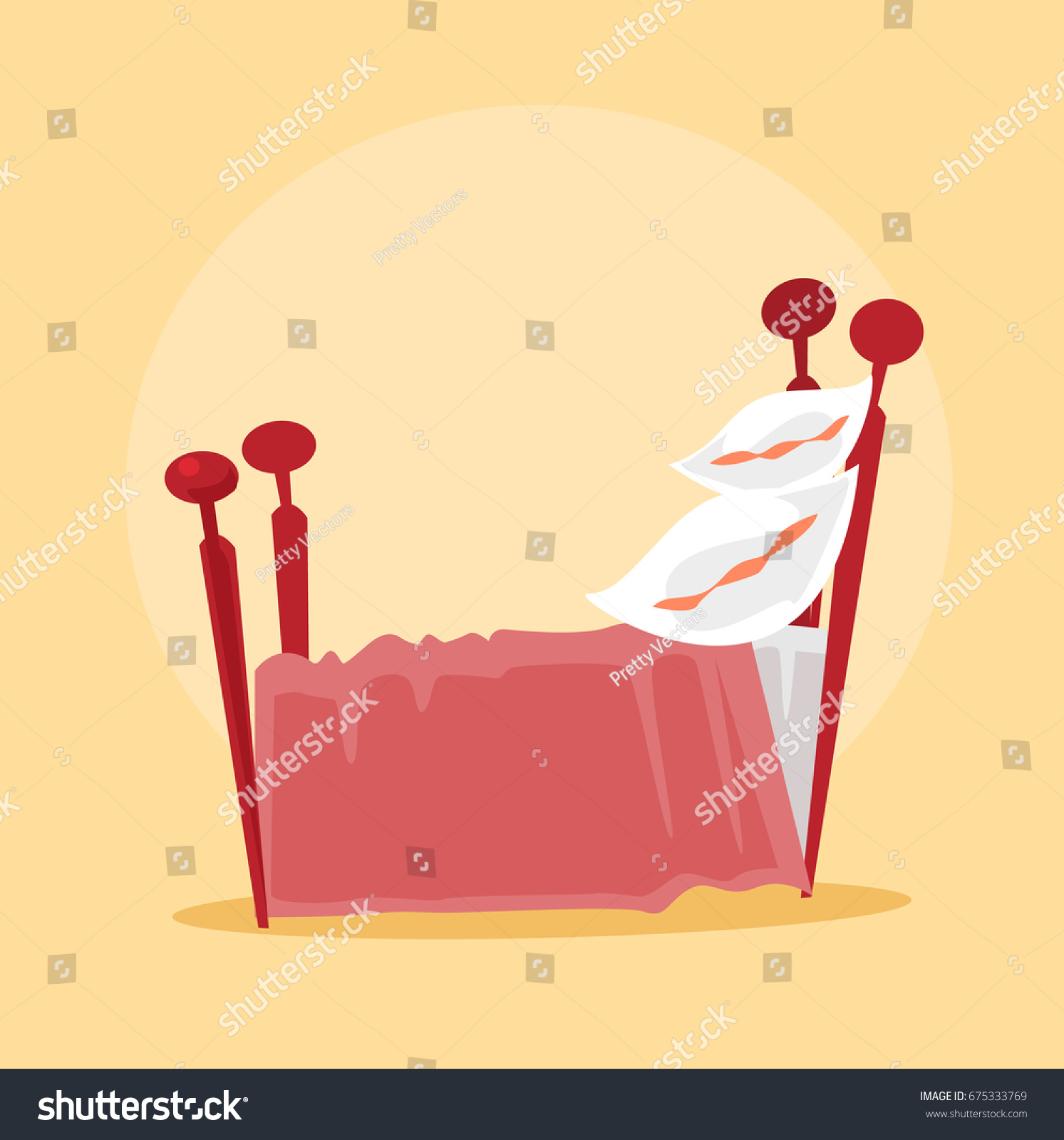 Red Isolated Bed Vector Flat Cartoon Stock Vector (Royalty Free ...