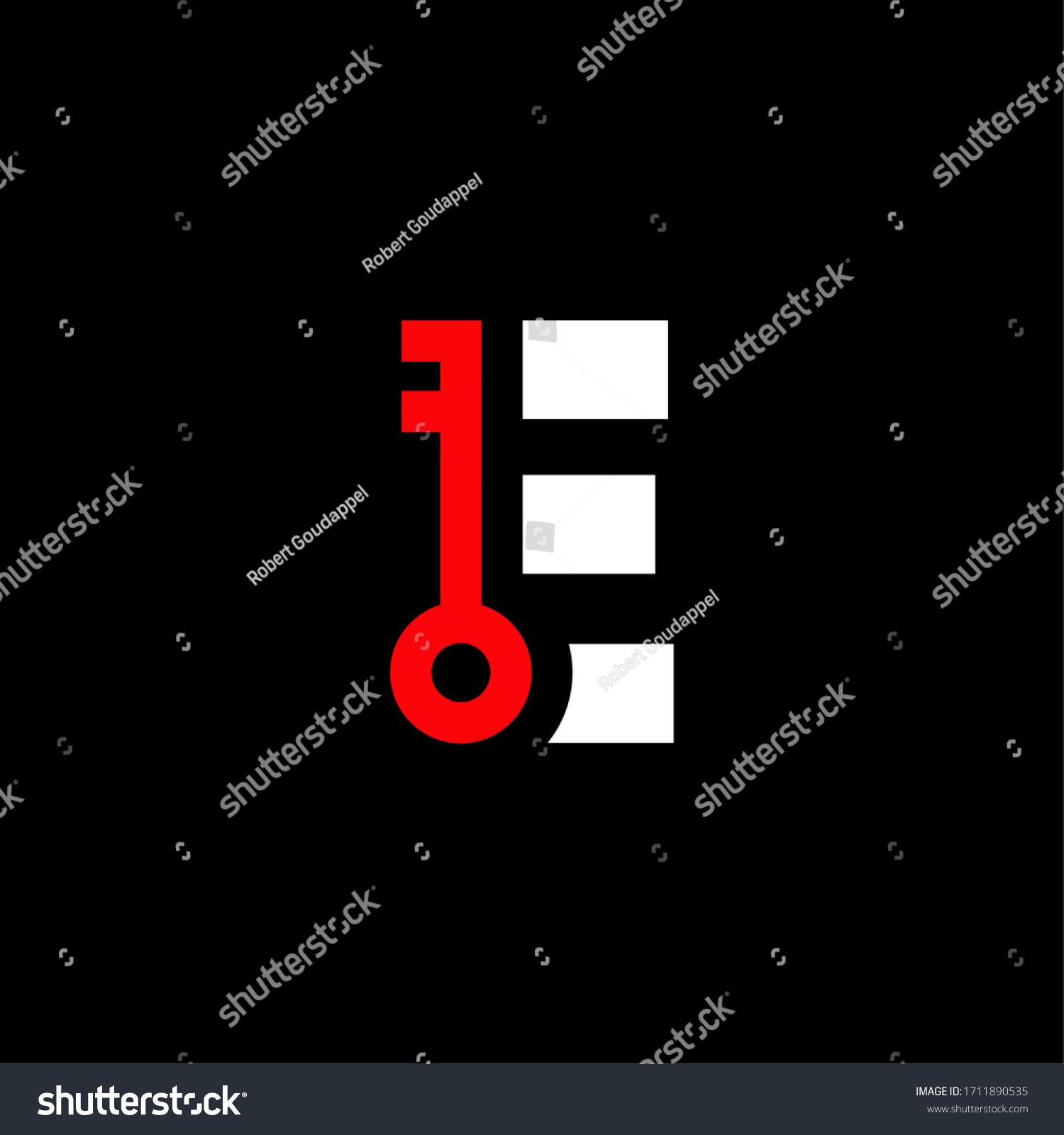 Red Key Vector Logo Letter E Stock Vector (Royalty Free) 1711890535 ...