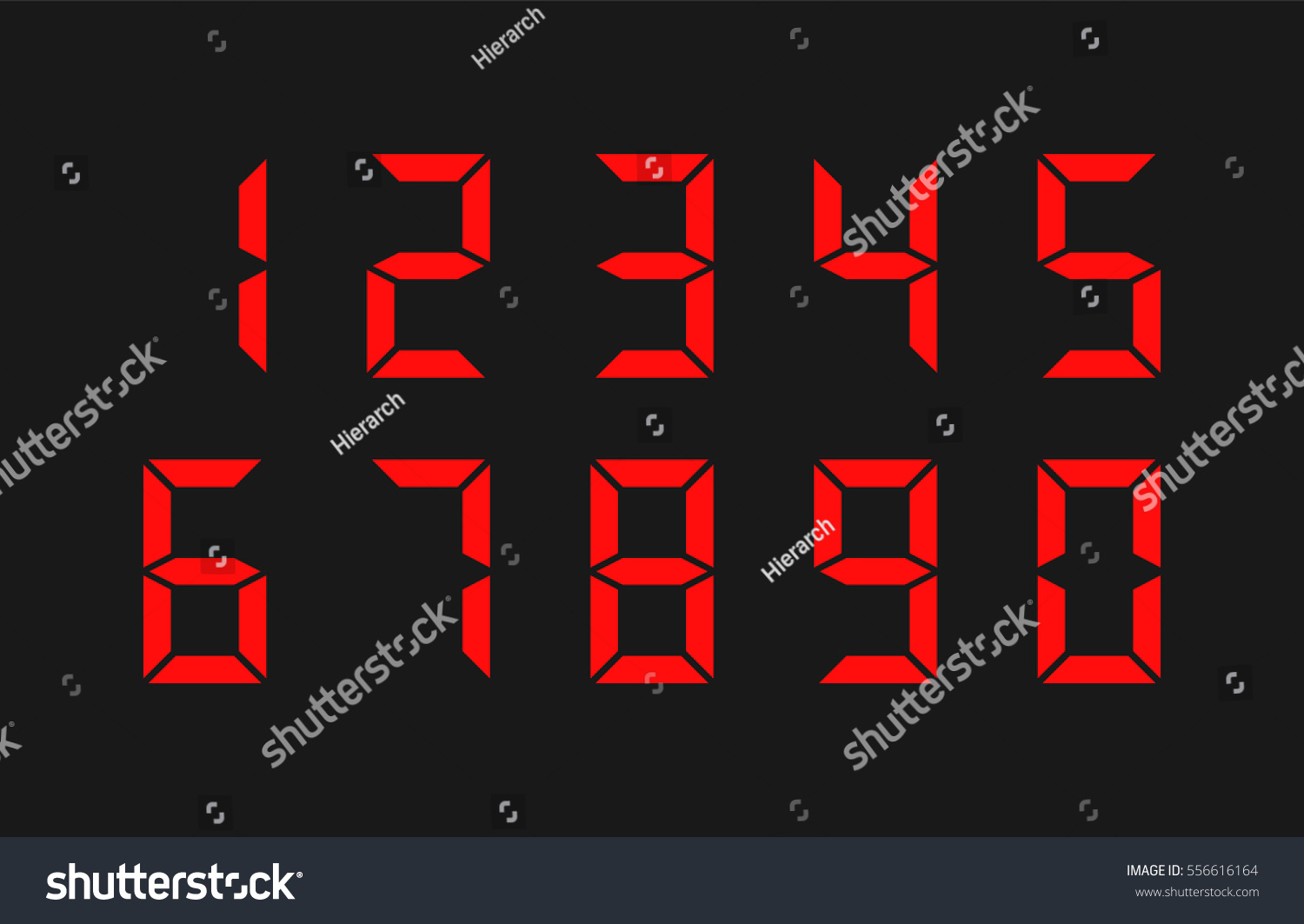 Red Led Digital Numbers Electronic Figures Stock Vector (Royalty Free ...