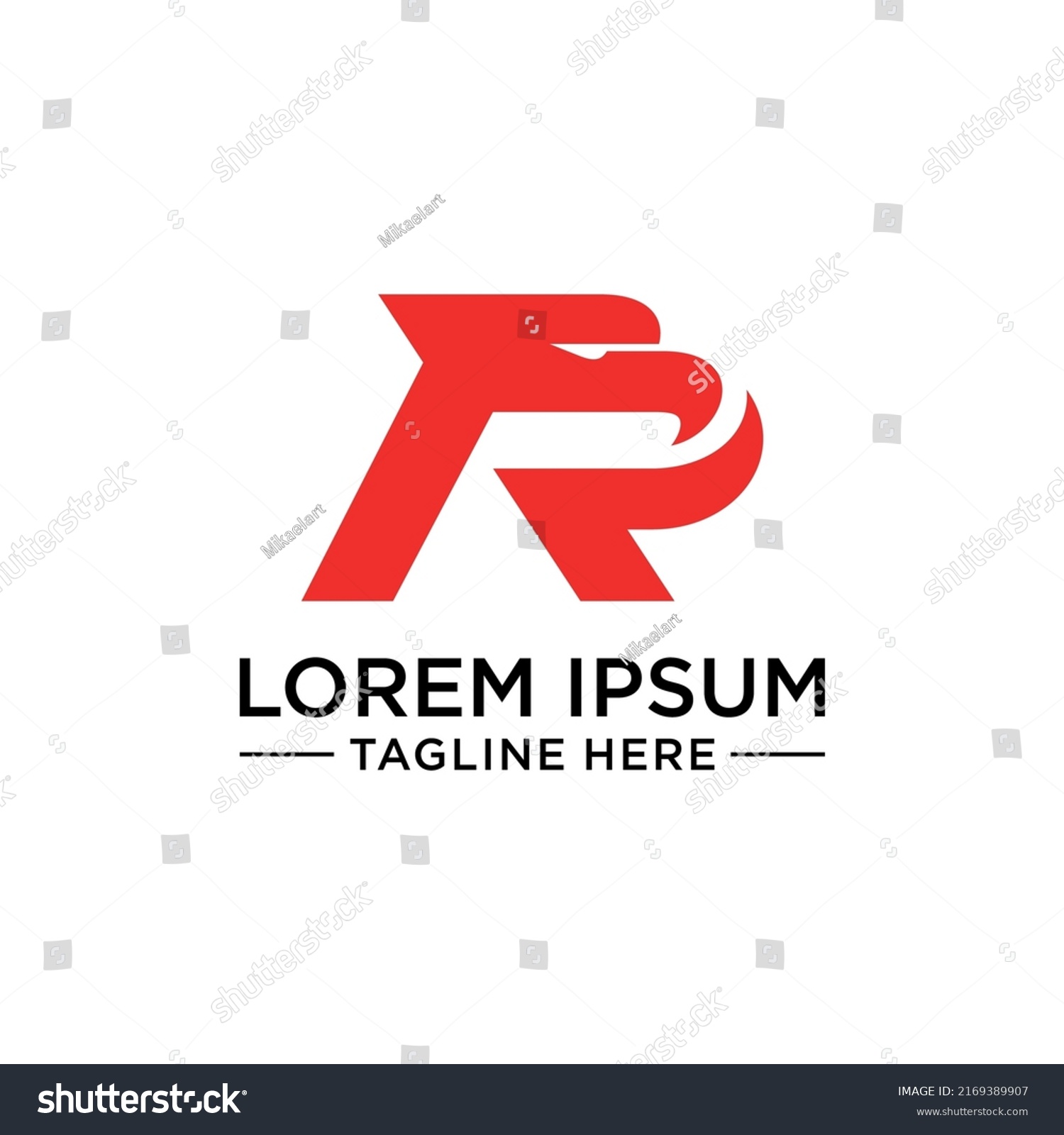 Red Letter R Eagle Head Stock Vector (Royalty Free) 2169389907 ...
