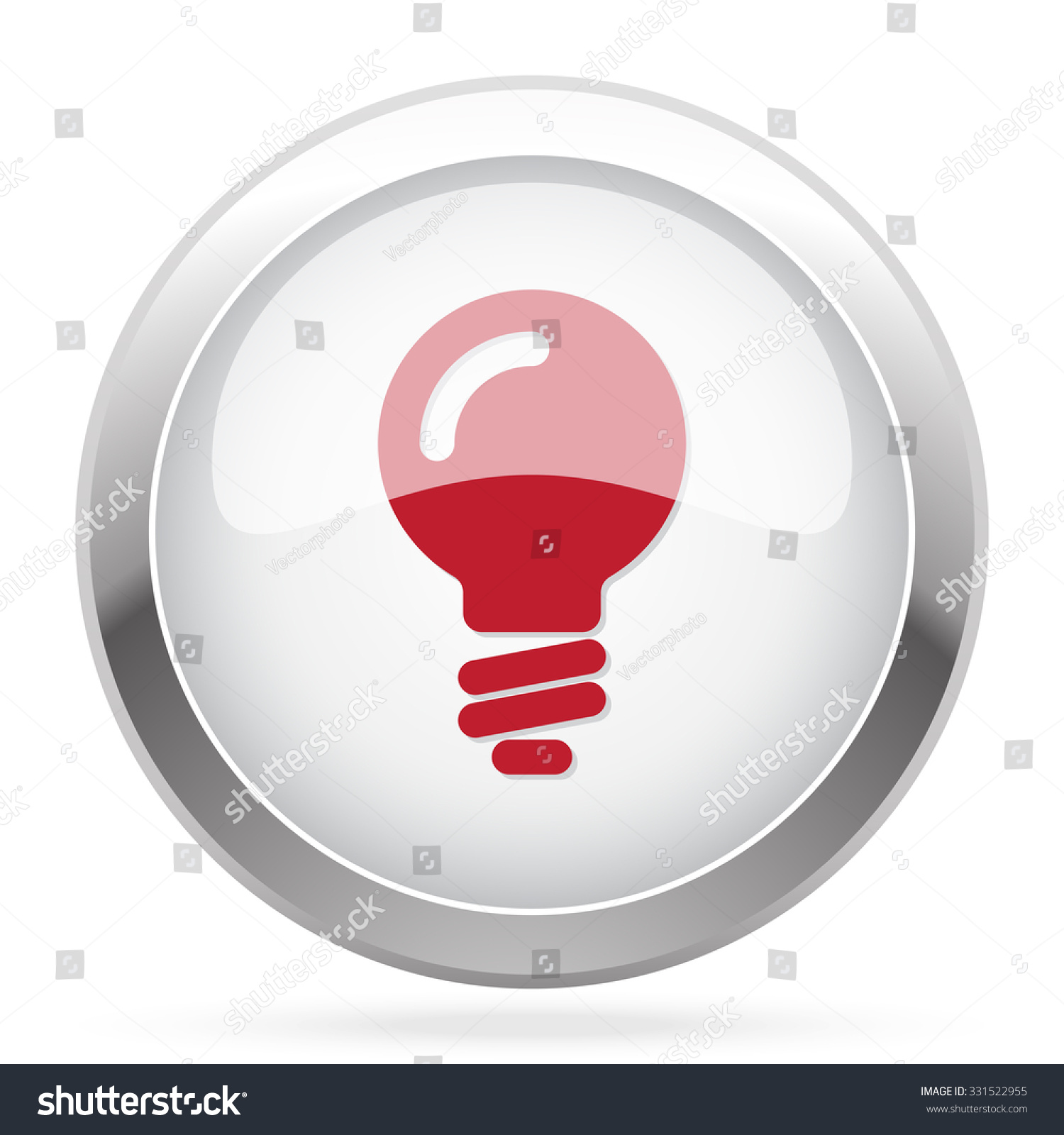 Red Light Bulb Icon On Chrome Stock Vector (Royalty Free) 331522955 ...
