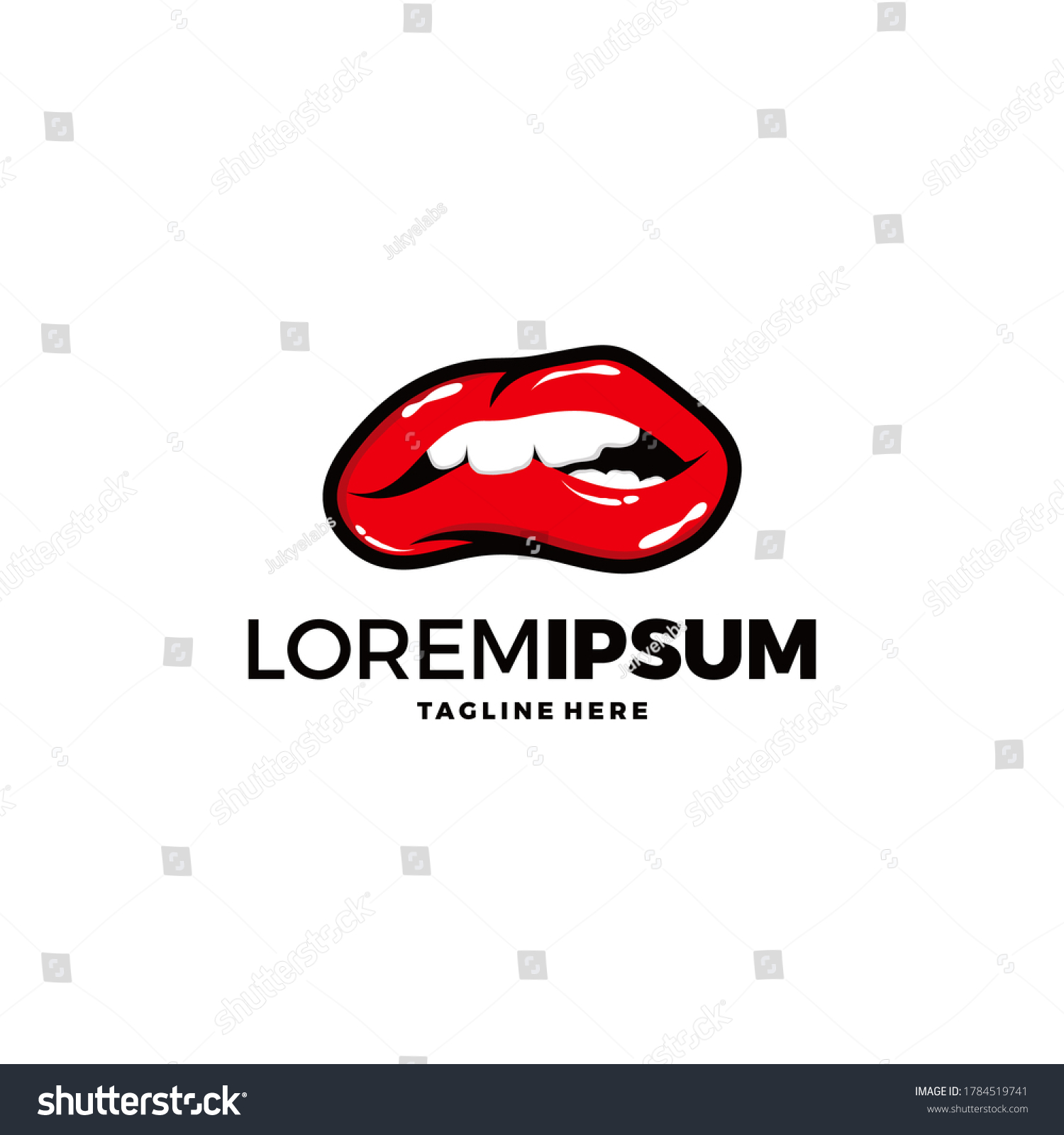 Red Lips Logo Design Vector Template เวกเตอร์สต็อก ปลอดค่าลิขสิทธิ์