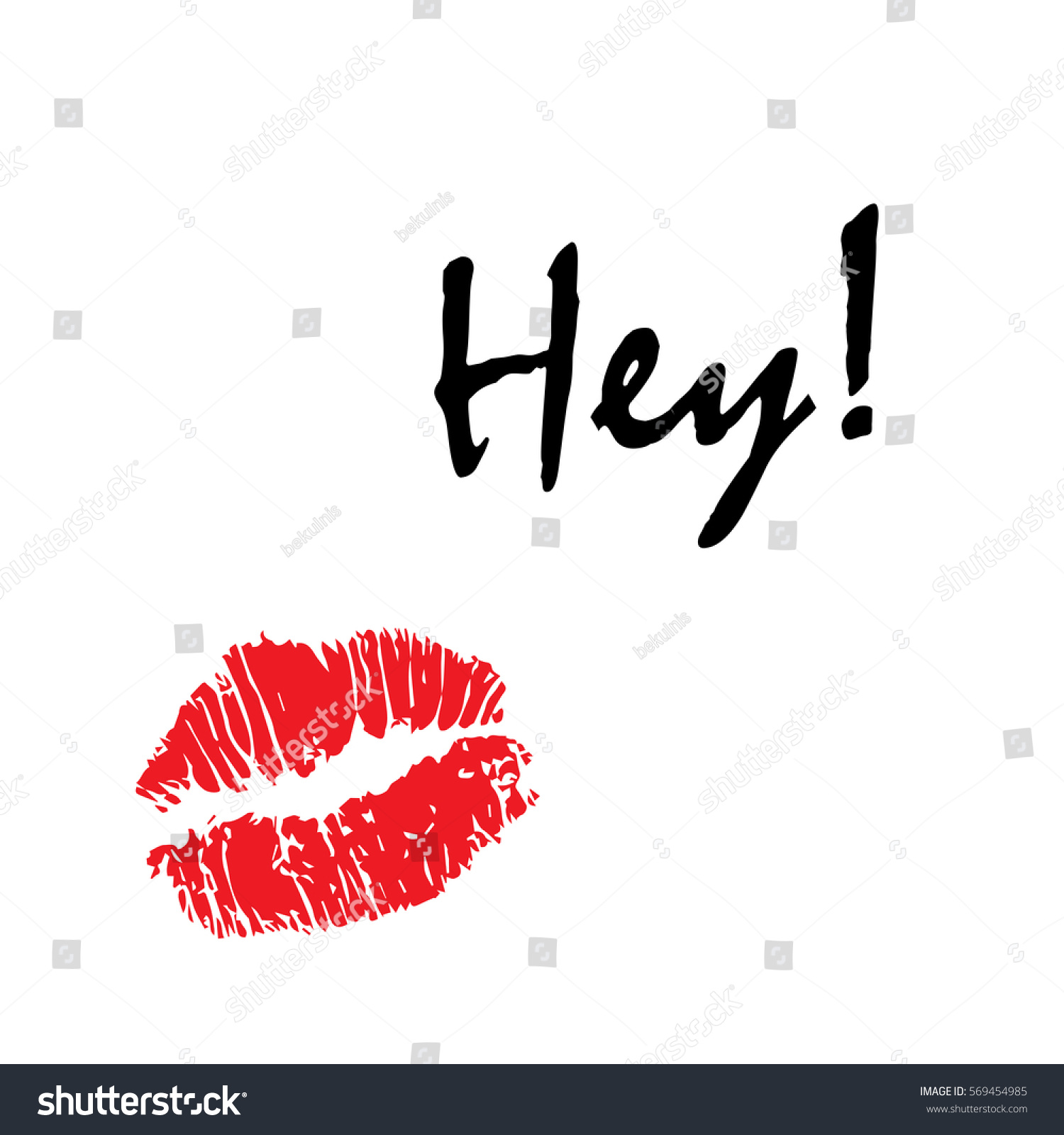 Red Lips Text Hey Vector Illustration Stock Vector (Royalty Free ...