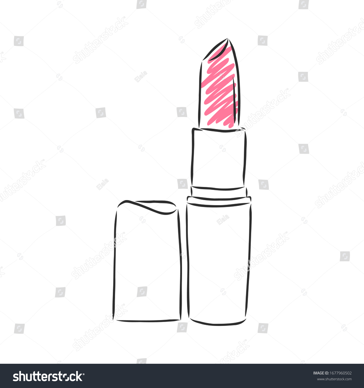 Red Lipstick Vector Sketch Illustration: เวกเตอร์สต็อก (ปลอดค่า ...