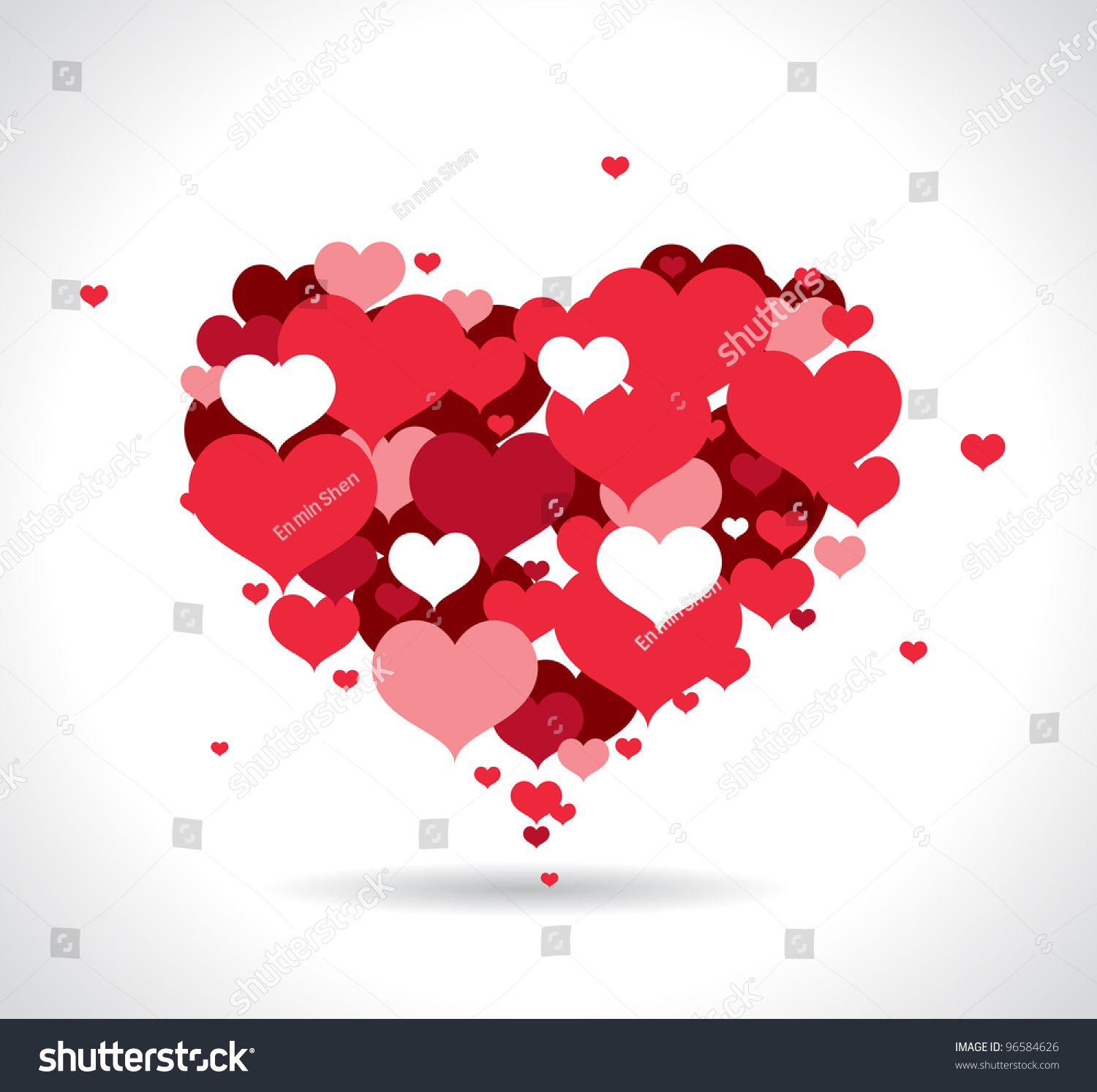 Red Love Hearts Stock Vector Illustration 96584626 : Shutterstock